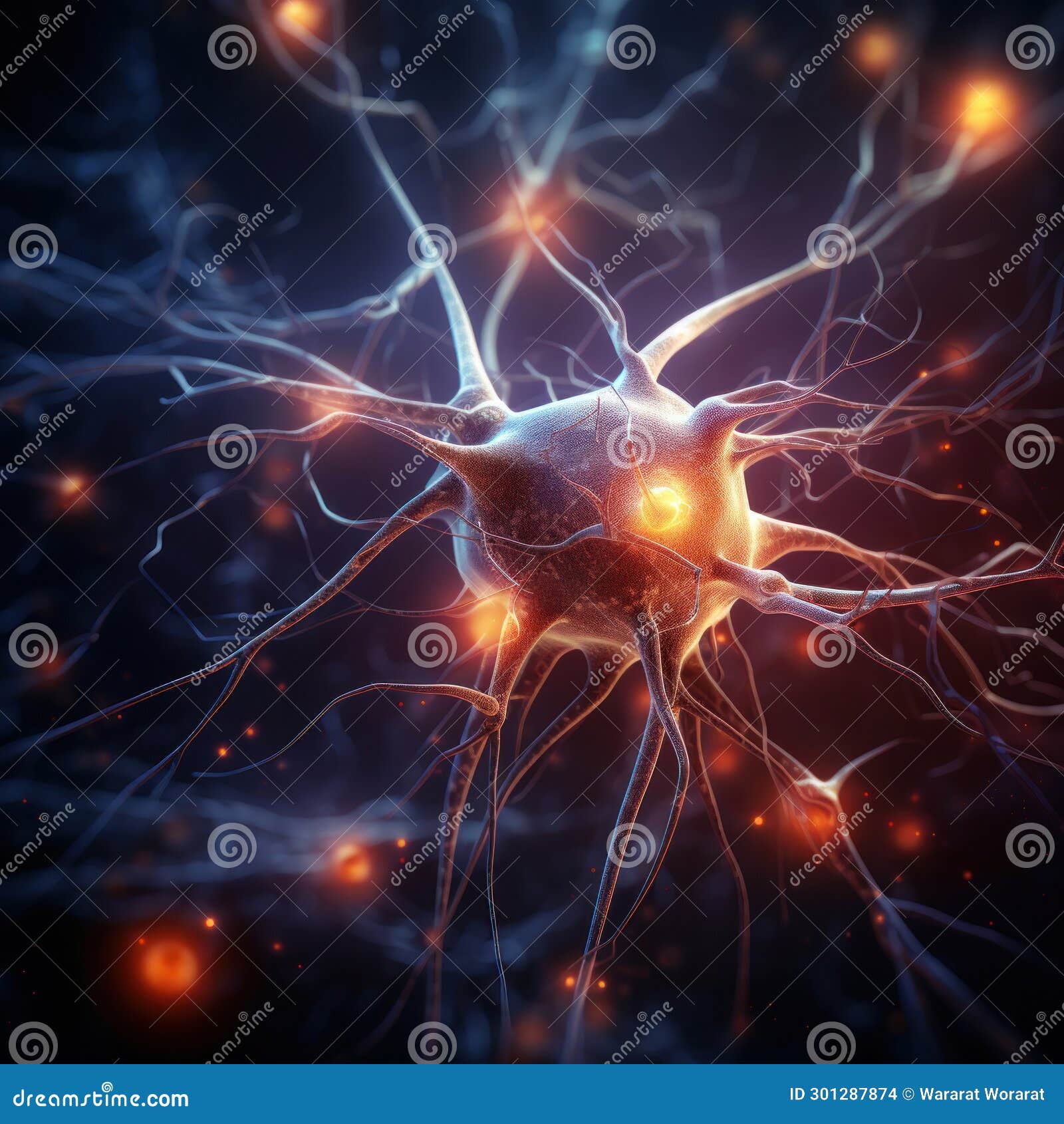 Brain of Human Brain Showing Neurons Firing and Neural Extensions Stock ...
