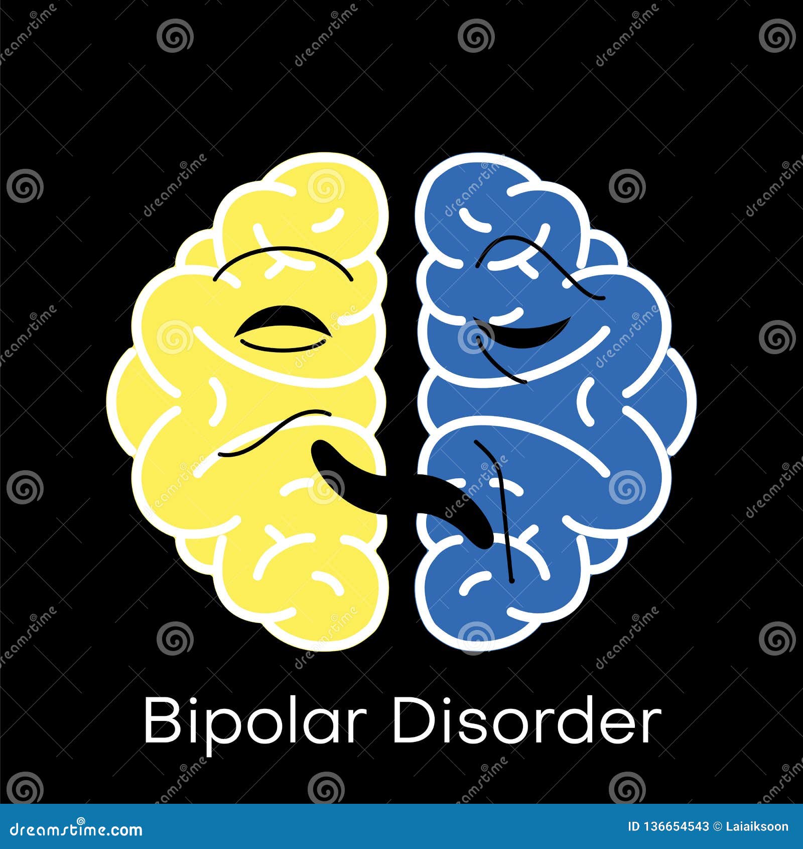Brain Icon for Bipolar Disorder Flat Design. Stock Vector ...