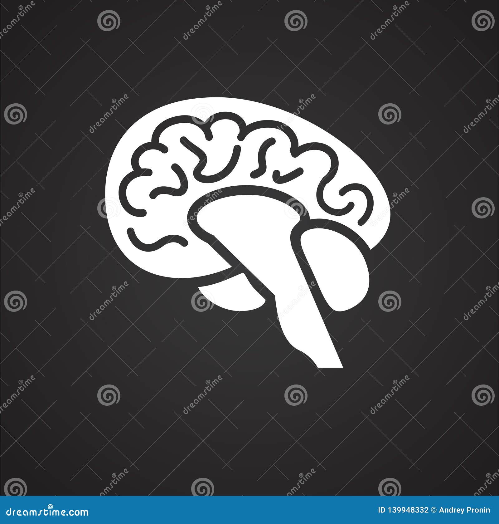 Brain Icon on Black Background for Graphic and Web Design, Modern ...