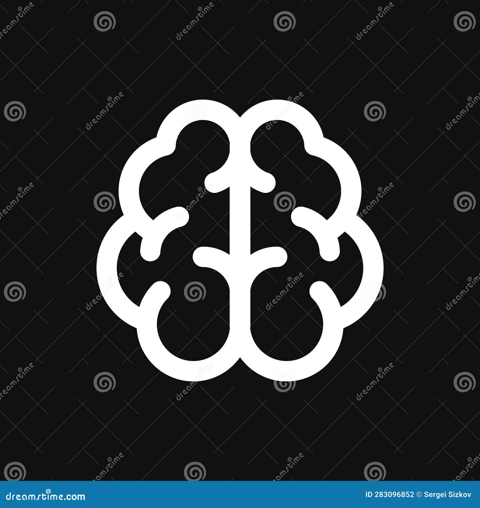 Brain Icon on Black Background. Line Style Vector Stock Vector ...