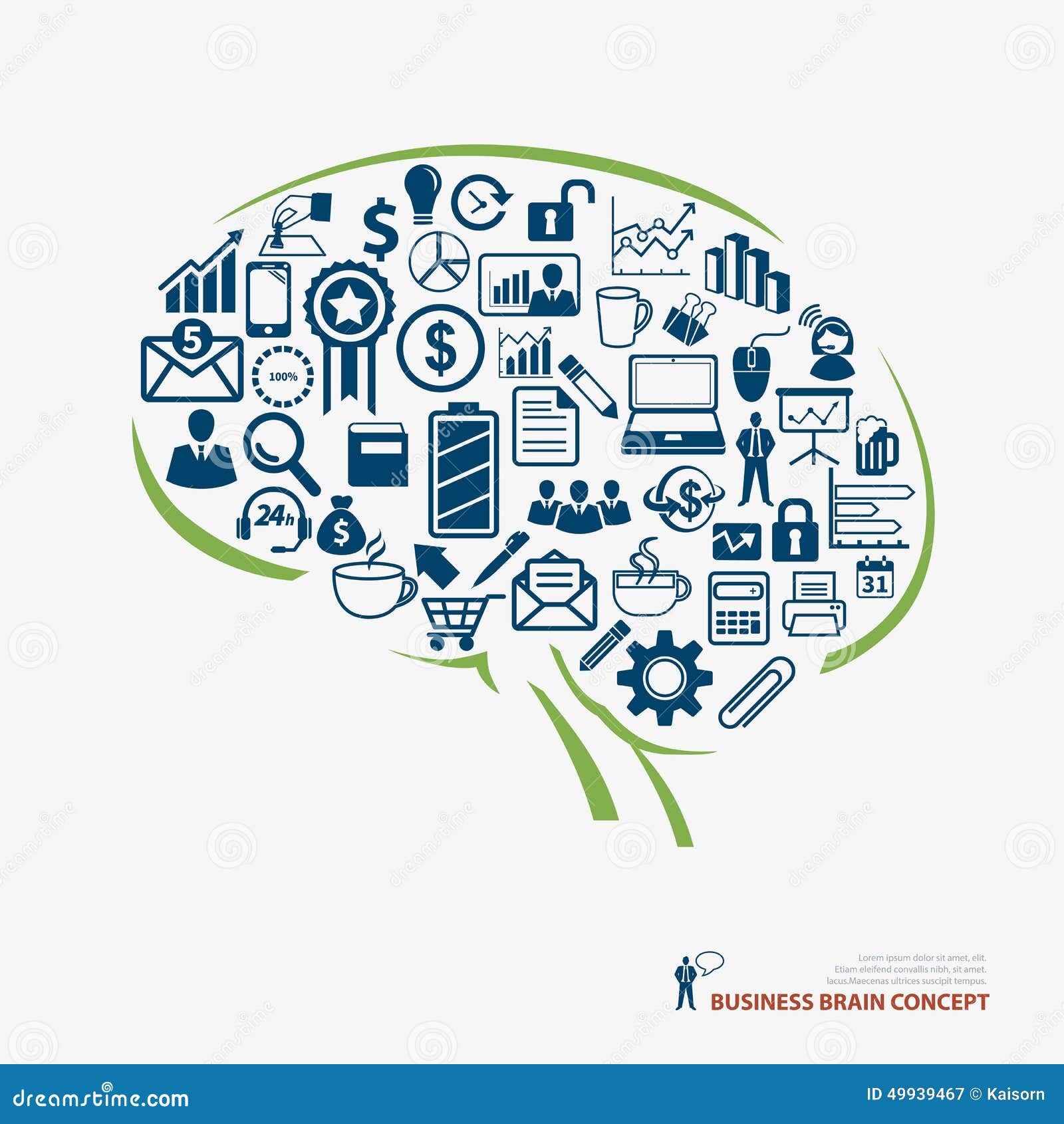 Brain Icon Business Concept Stock Vector - Illustration of intelligence ...