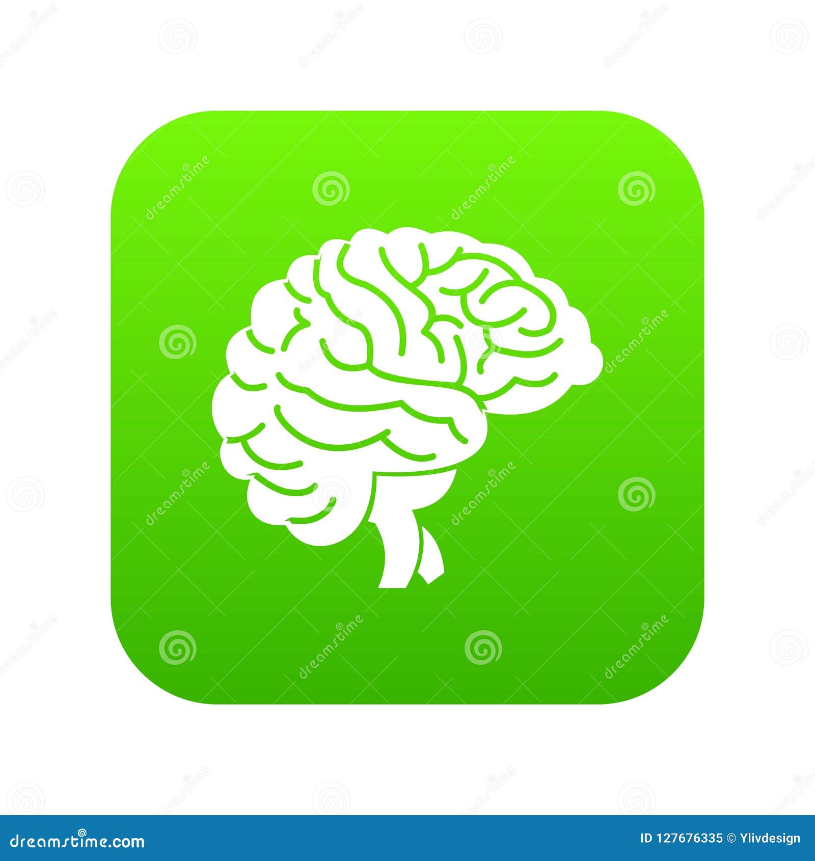 Brain icon digital green stock vector. Illustration of genetic - 127676335