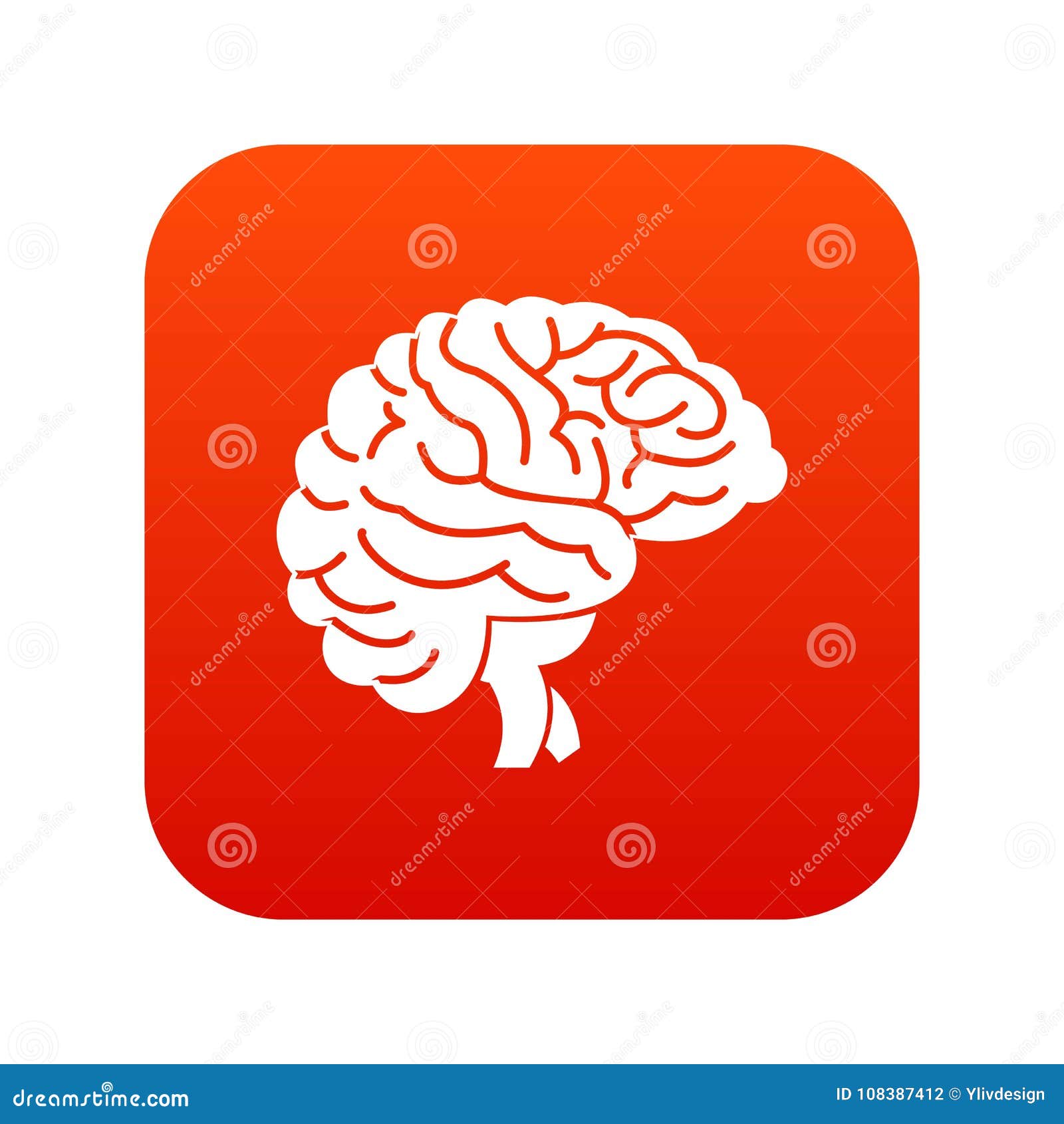 Brain icon digital red stock vector. Illustration of tomography - 108387412