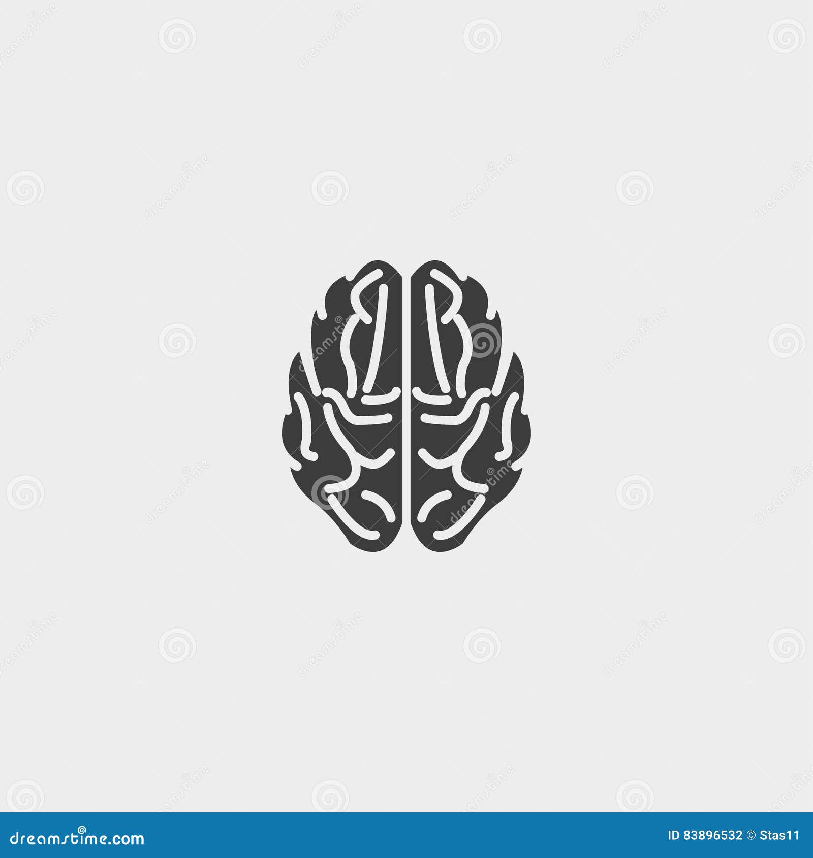 Brain Icon in a Flat Design in Black Color. Vector Illustration Eps10 ...