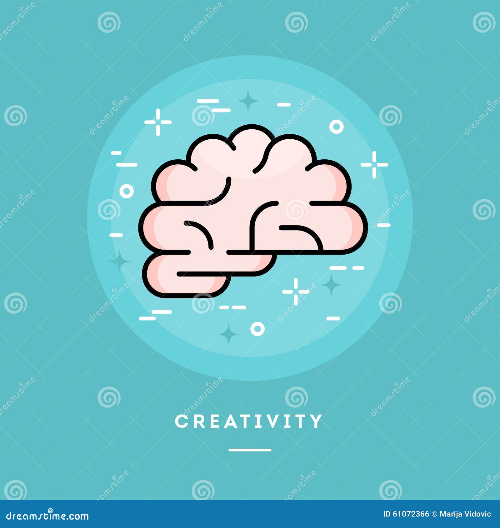 Brain Icon, Flat Design Line Style Banner Stock Vector - Illustration ...