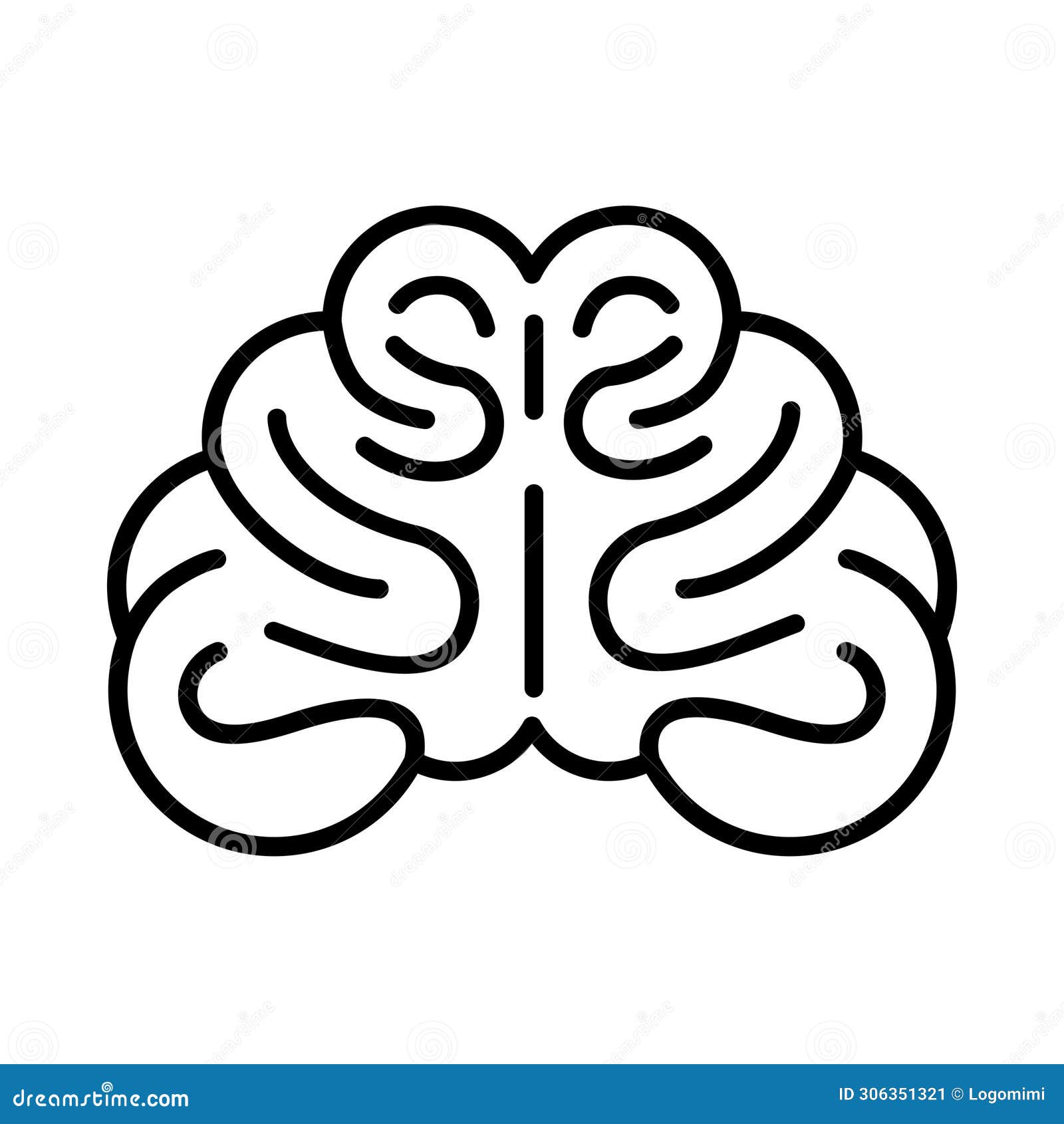 Brain Icon Front View, Line Art Style Icon, Human Mind Illustration ...