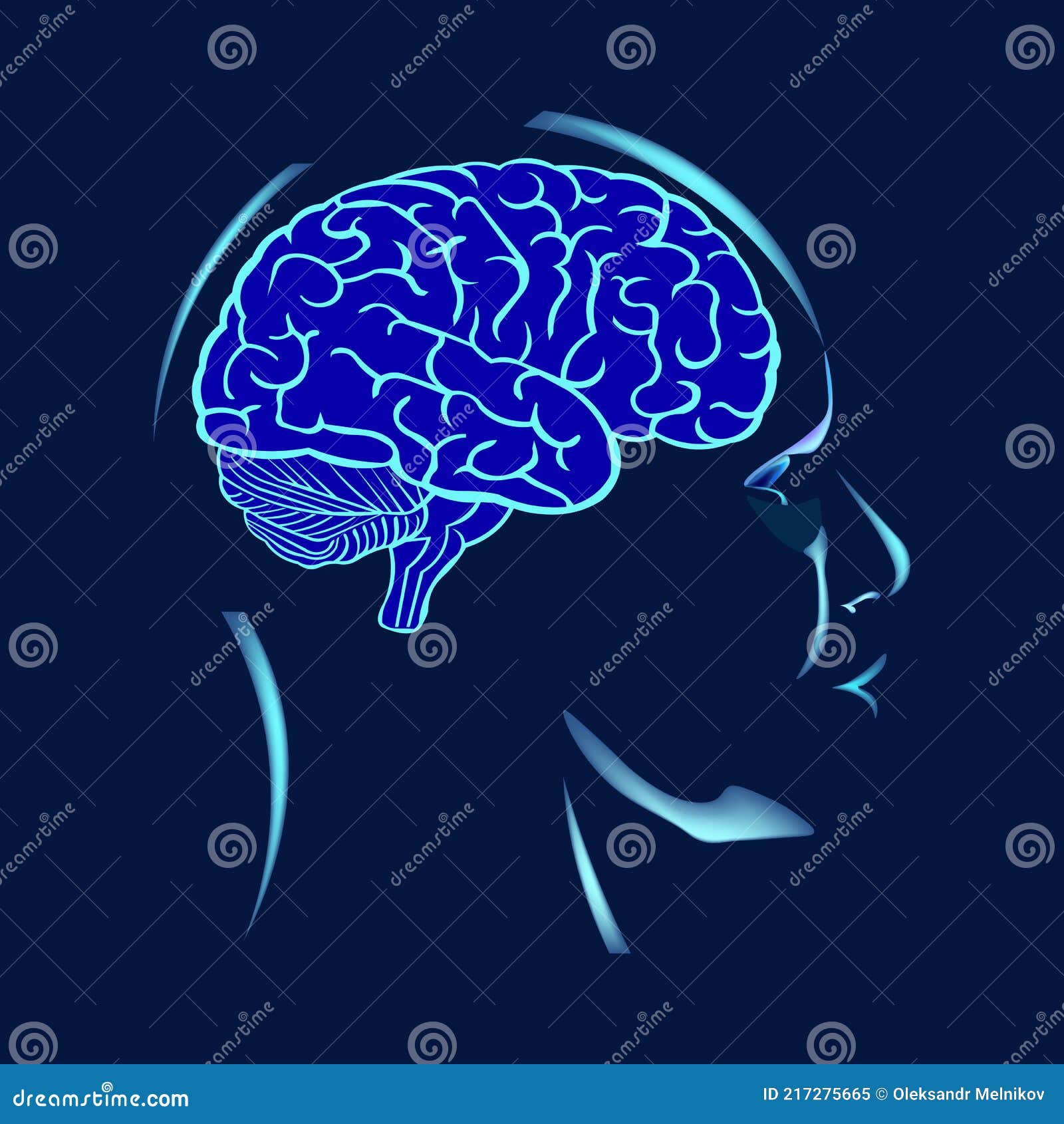 Brain Icon. Head Profile. Illustration of Human Anatomy. Problem ...