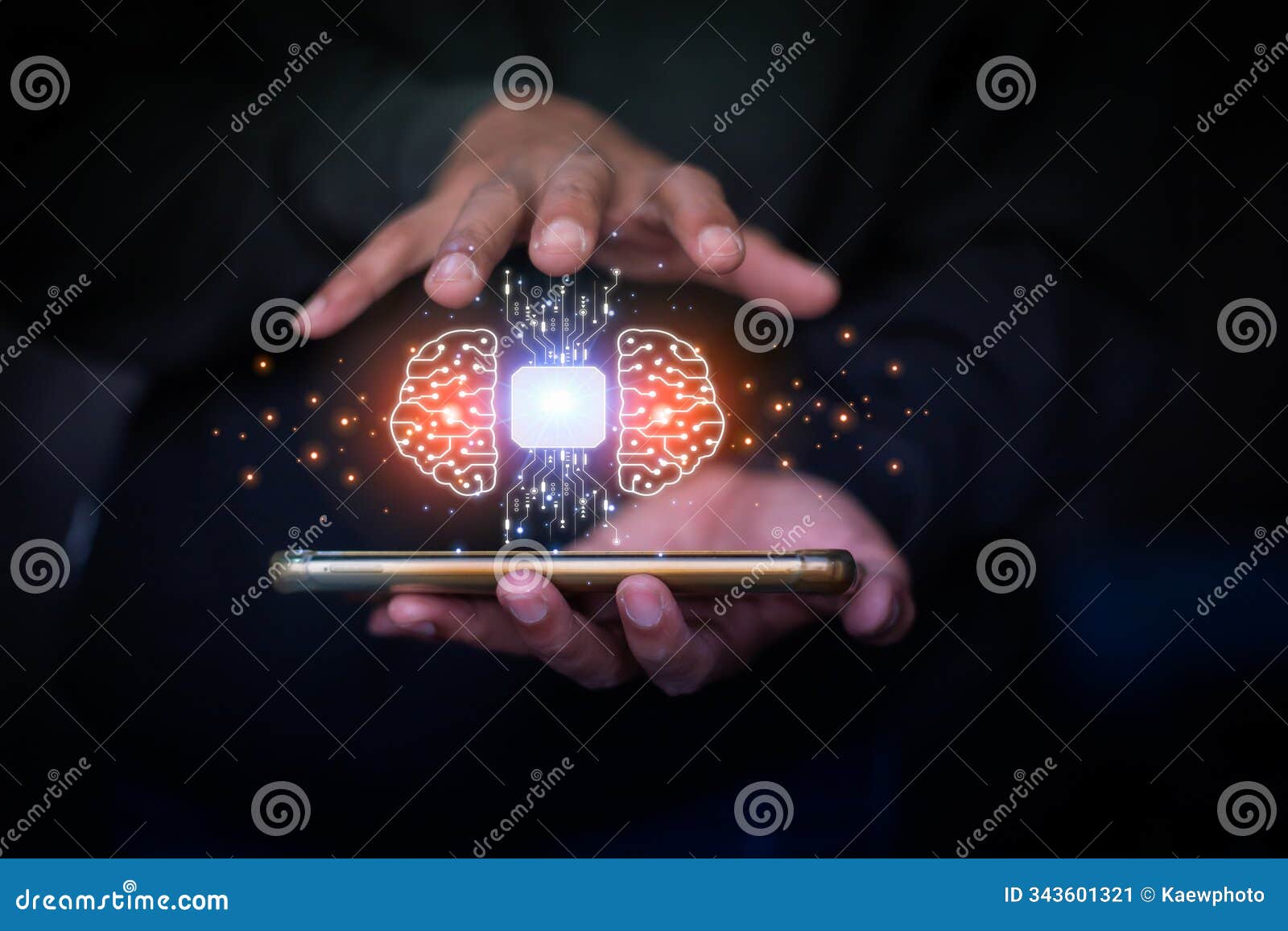 Brain Icon and Internet Network Security Technology. Technology of the ...