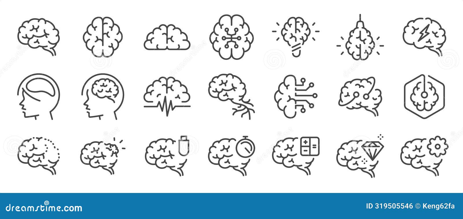 Brain Icon Set. it Includes Neuro, Creative, Think, Idea, and More ...