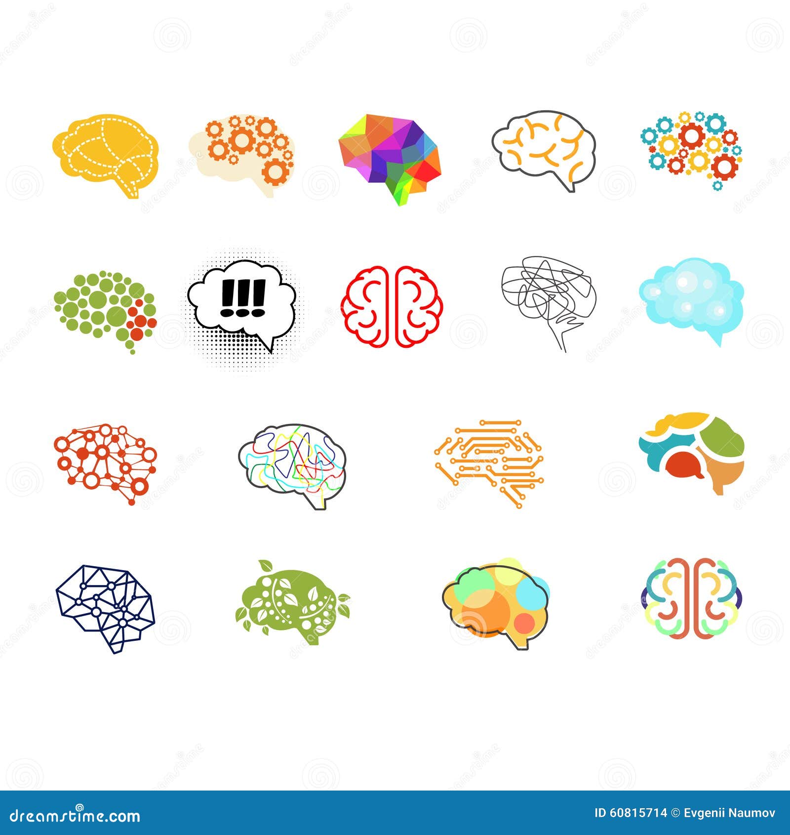 Brain Icon Set, Vector Illustration Set Stock Vector - Illustration of ...