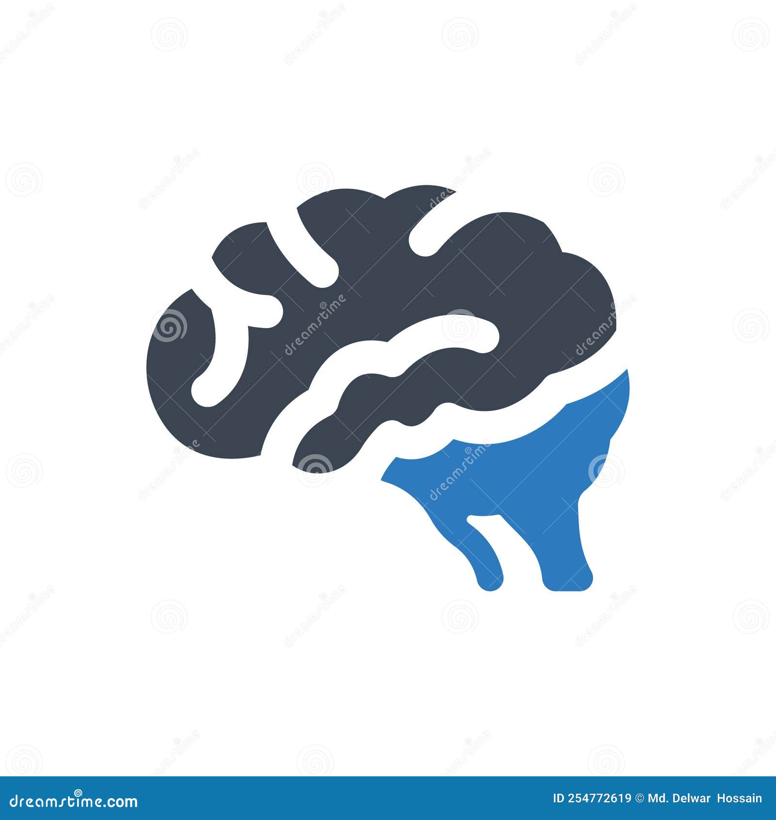 Brain icon stock vector. Illustration of symbol, vector - 254772619