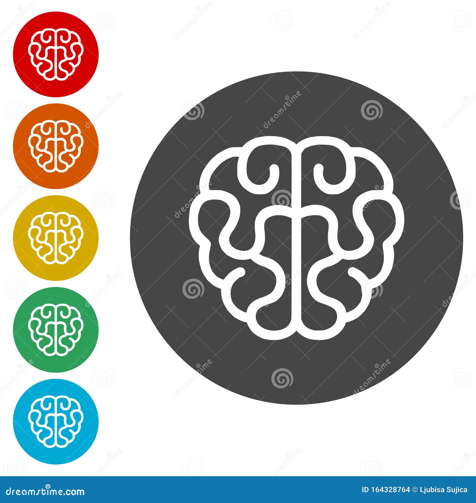 Brain icon symbol set stock vector. Illustration of human - 164328764