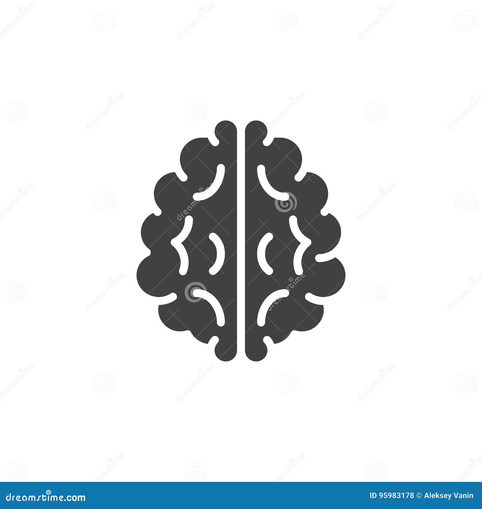 Brain Icon Vector, Filled Flat Sign, Solid Pictogram Isolated on White ...