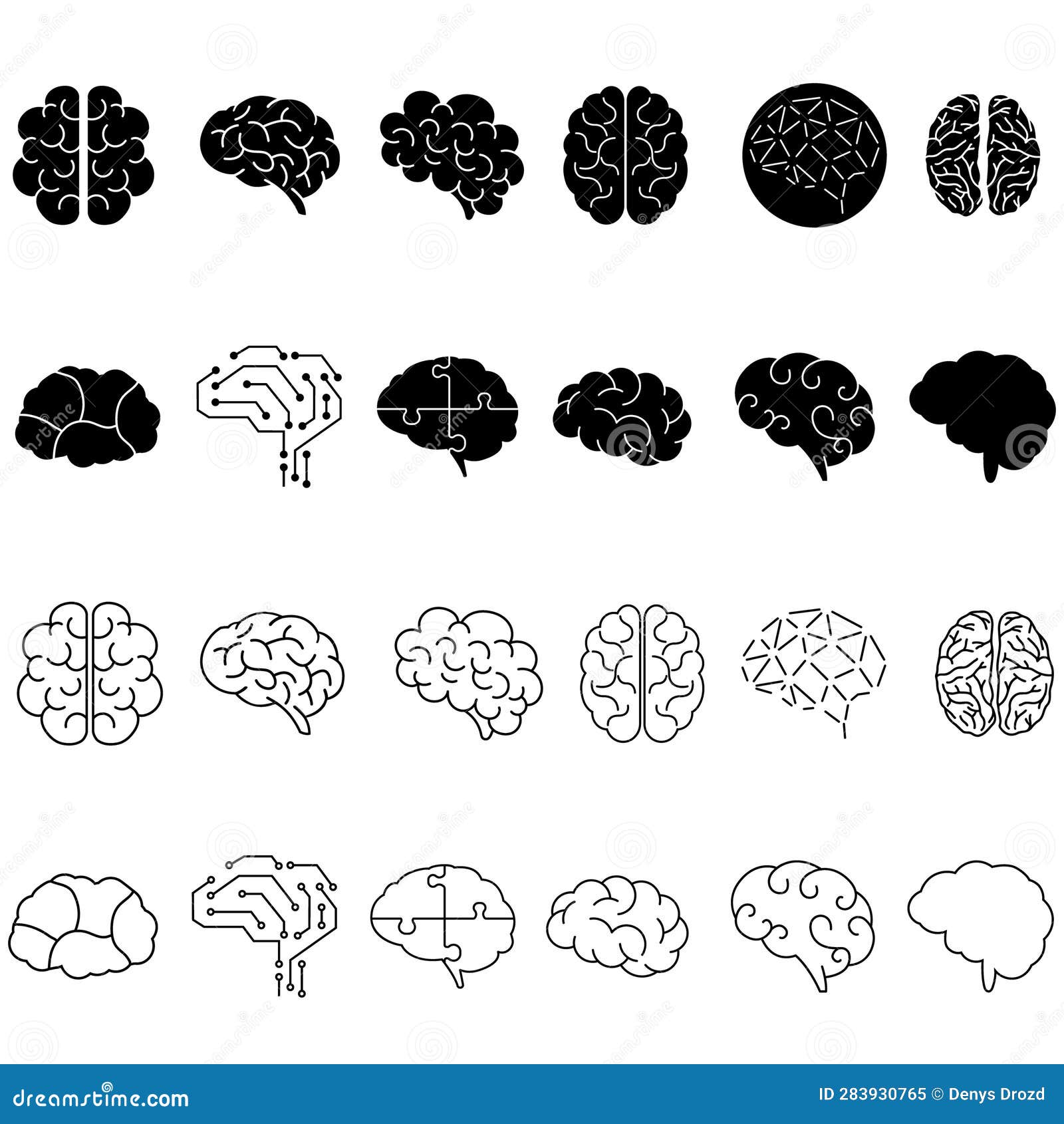 Brain Icon Vector Set. Think Illustration Sign Collection. Creative ...
