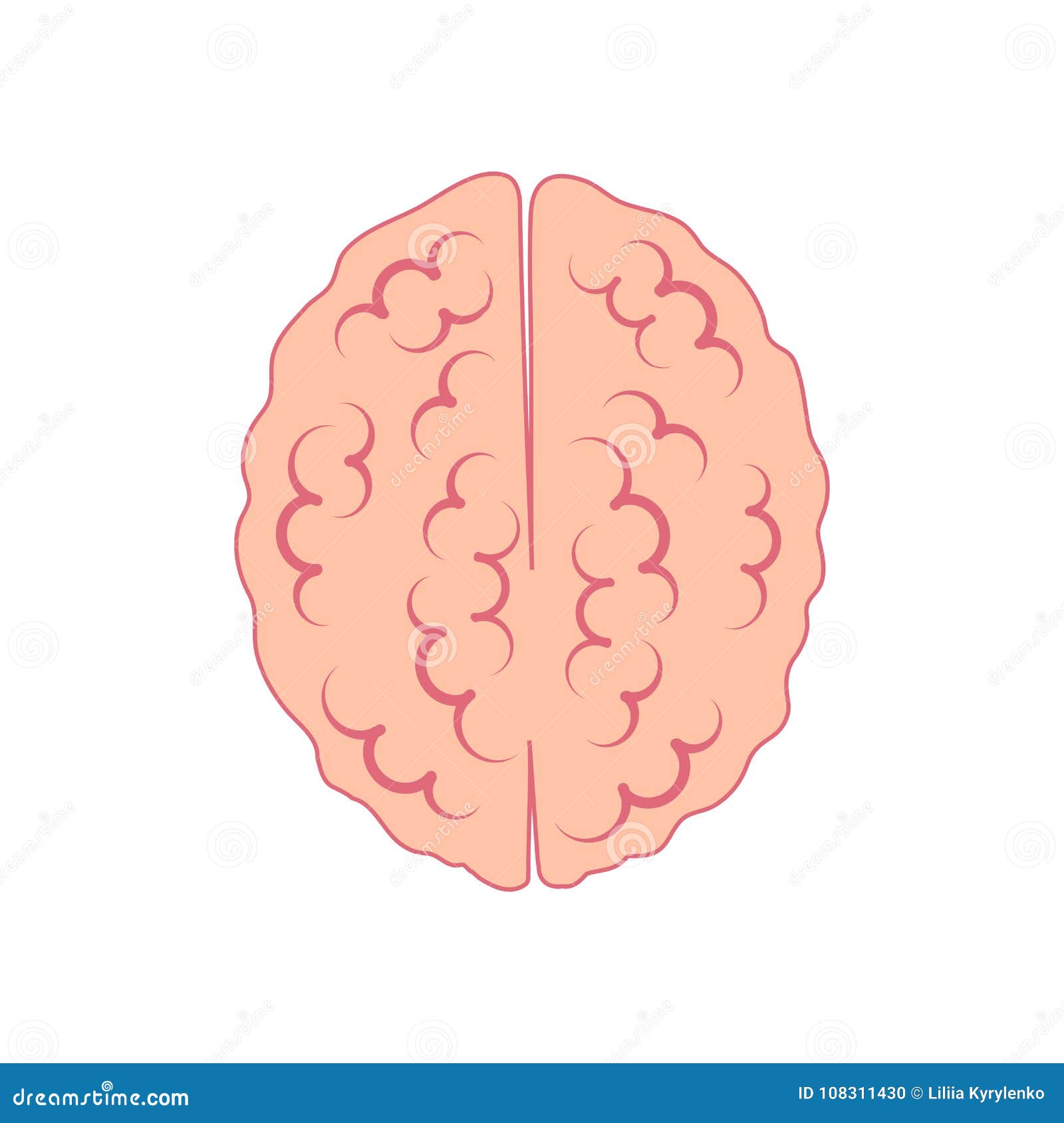 Brain Icon View from Above. Symbol of Reason and Logic Stock Vector ...