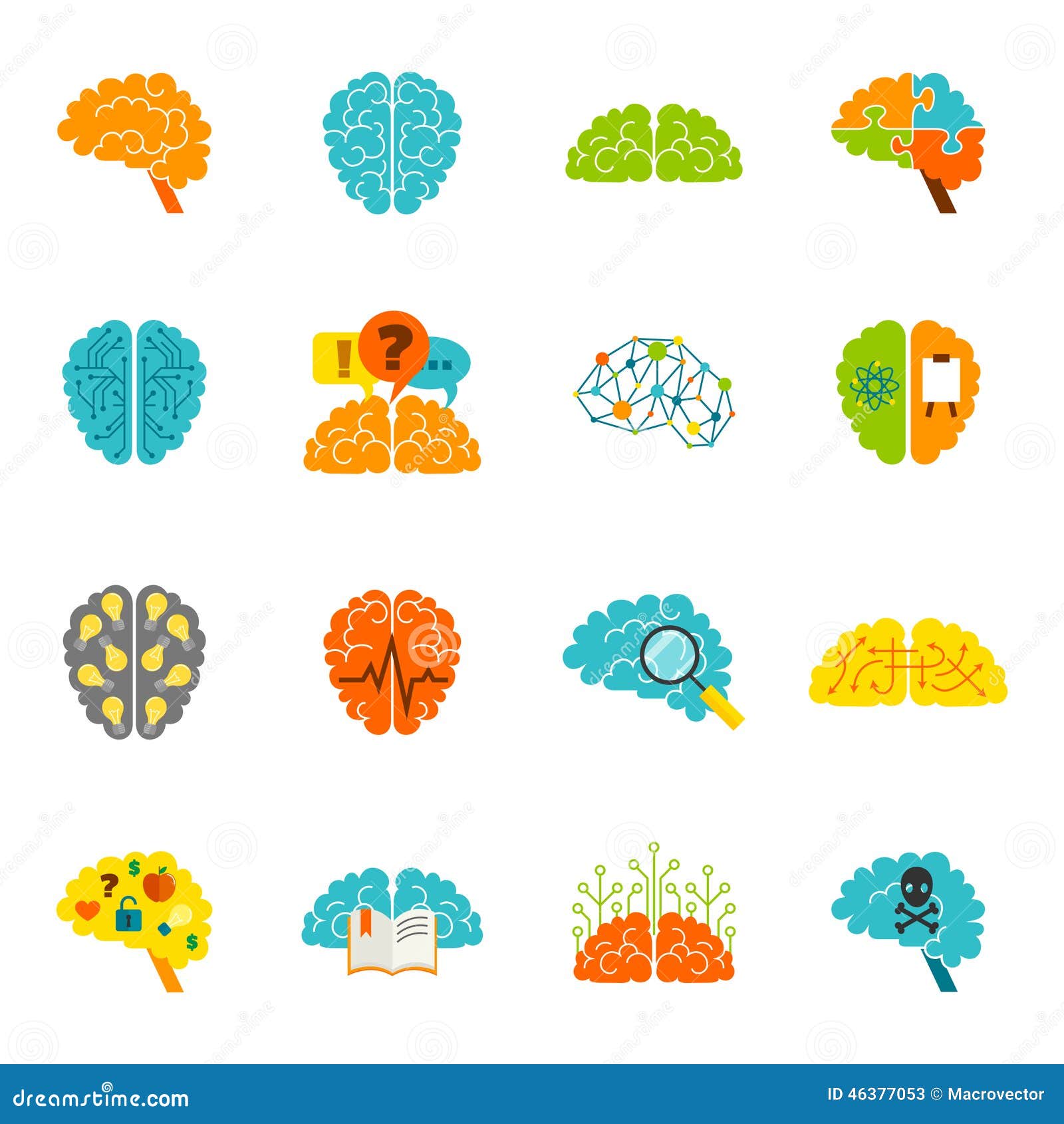 Brain icons flat stock vector. Illustration of innovation - 46377053