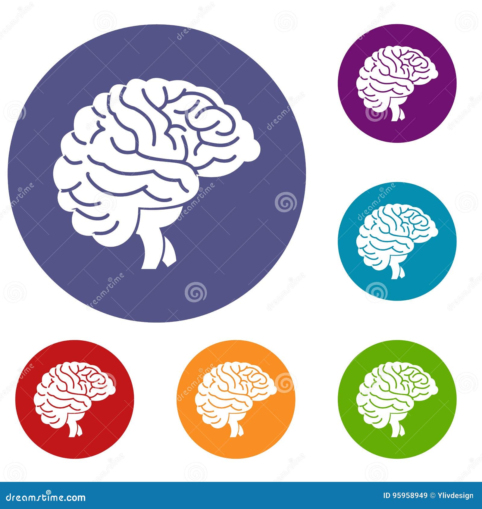 Brain icons set stock vector. Illustration of human, intellect - 95958949