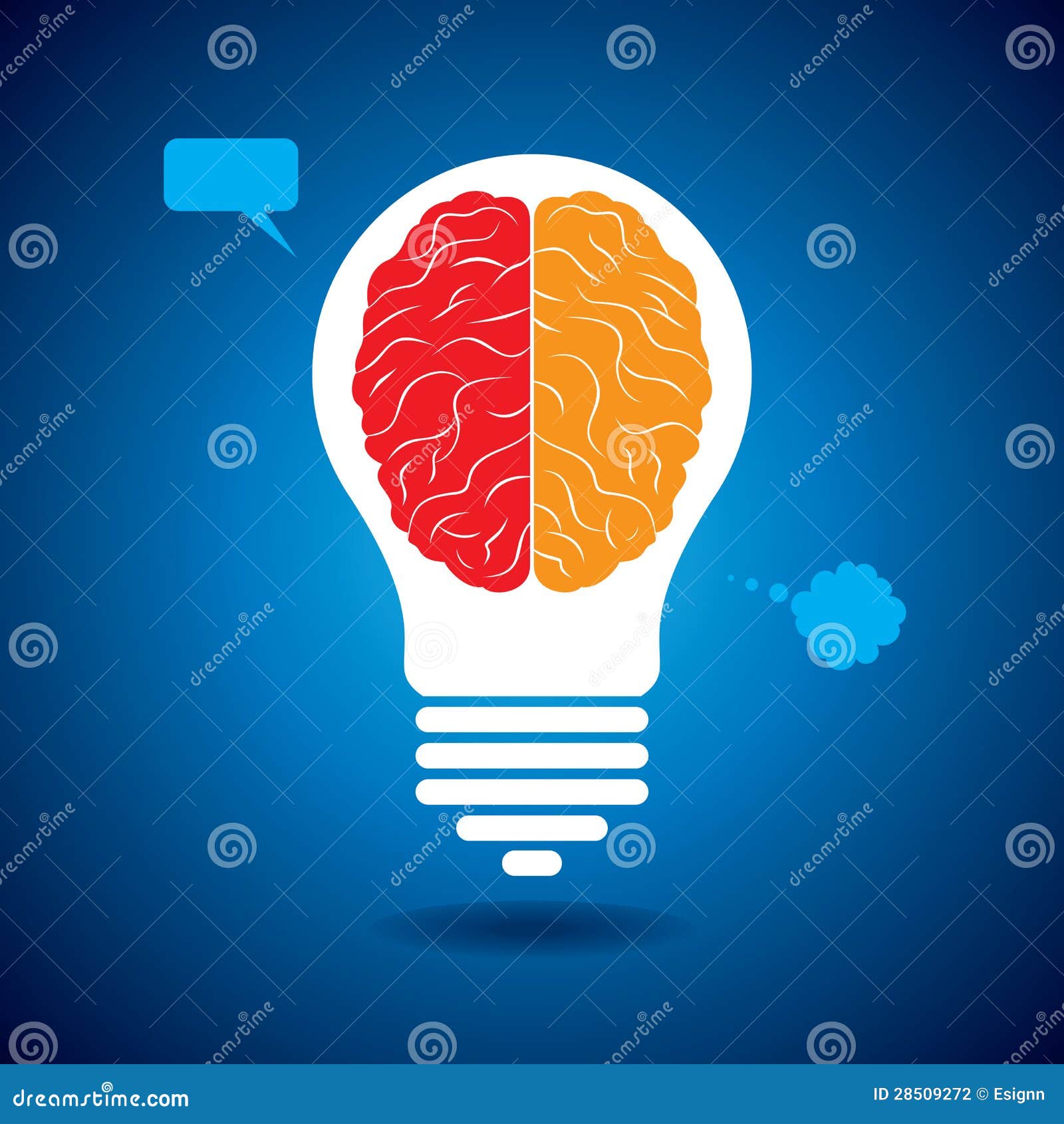 Brain with idea bulb stock vector. Illustration of mind - 28509272