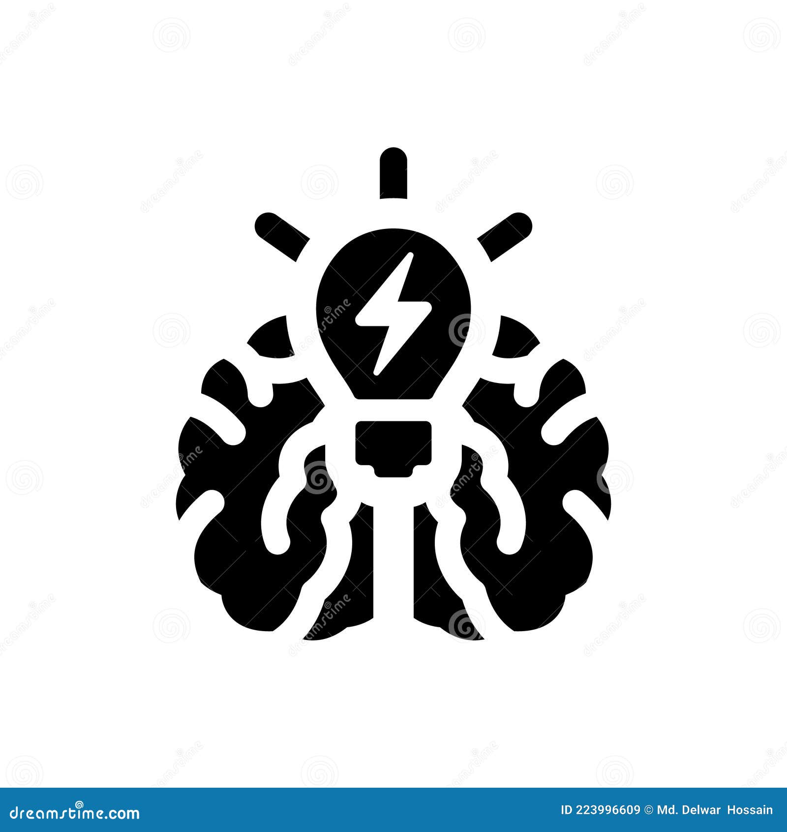 Brain idea icon stock vector. Illustration of sign, solving - 223996609