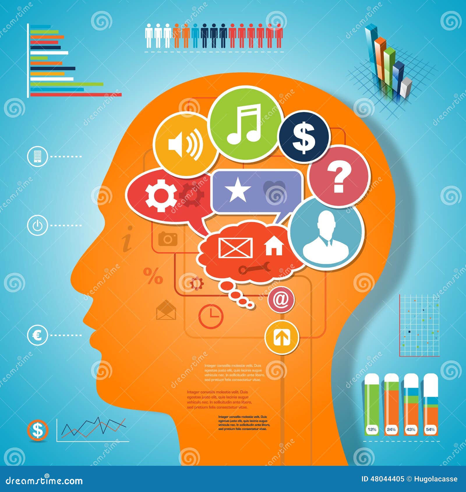 Brain Idea Infographic Design Media Communication Stock Vector ...