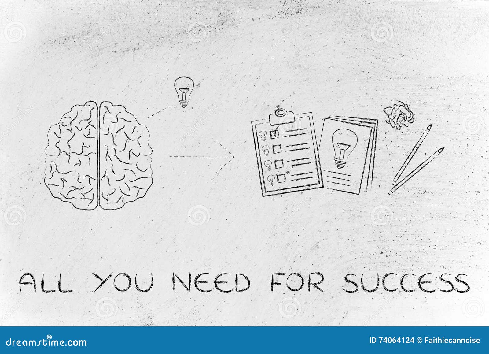 Brain with Idea To Write Down on Paper, All You Need for Success Stock ...