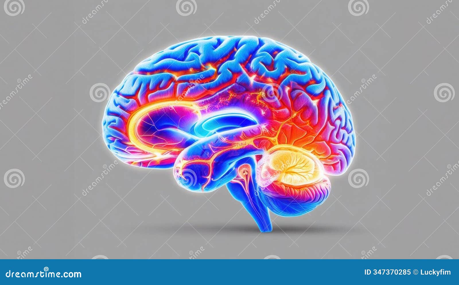 Brain Illuminated with Vibrant Fractals, Showcasing Neuron Activity and ...