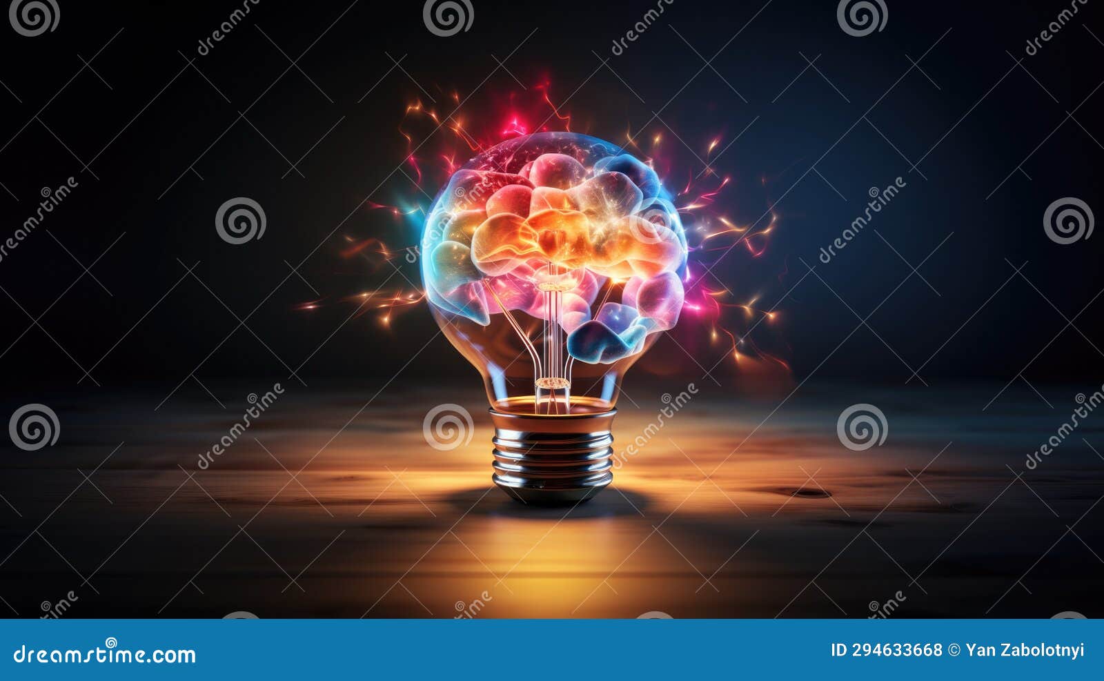 Brain Illuminating with New Ideas Stock Illustration - Illustration of ...