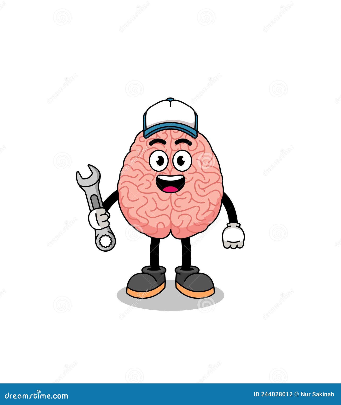 Brain Illustration Cartoon As a Mechanic Stock Vector - Illustration of ...