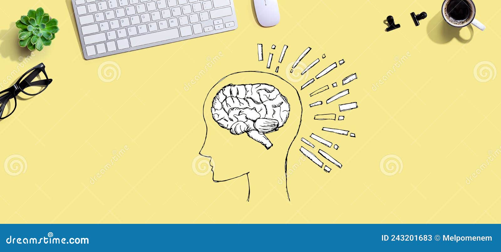 Brain Illustration with a Computer Keyboard Stock Image - Image of ...
