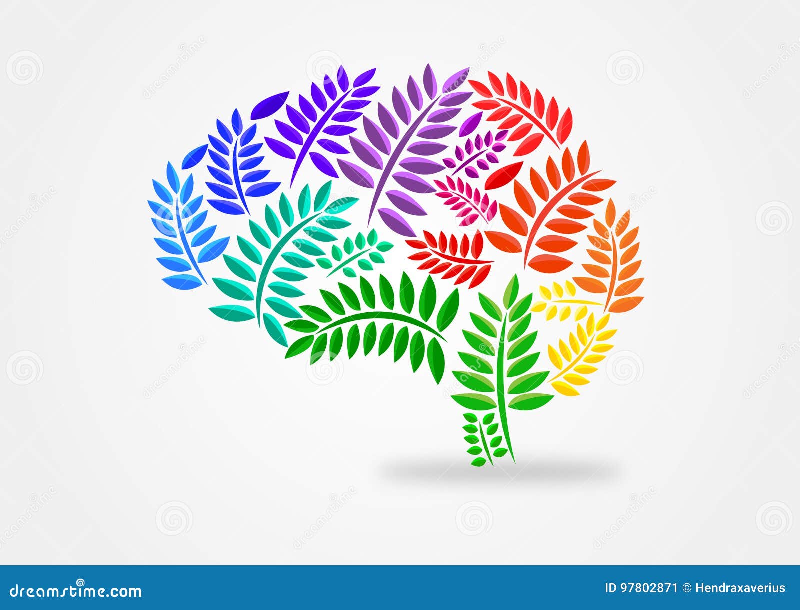 Brain Illustration Concept with Leaves Theme Stock Vector ...