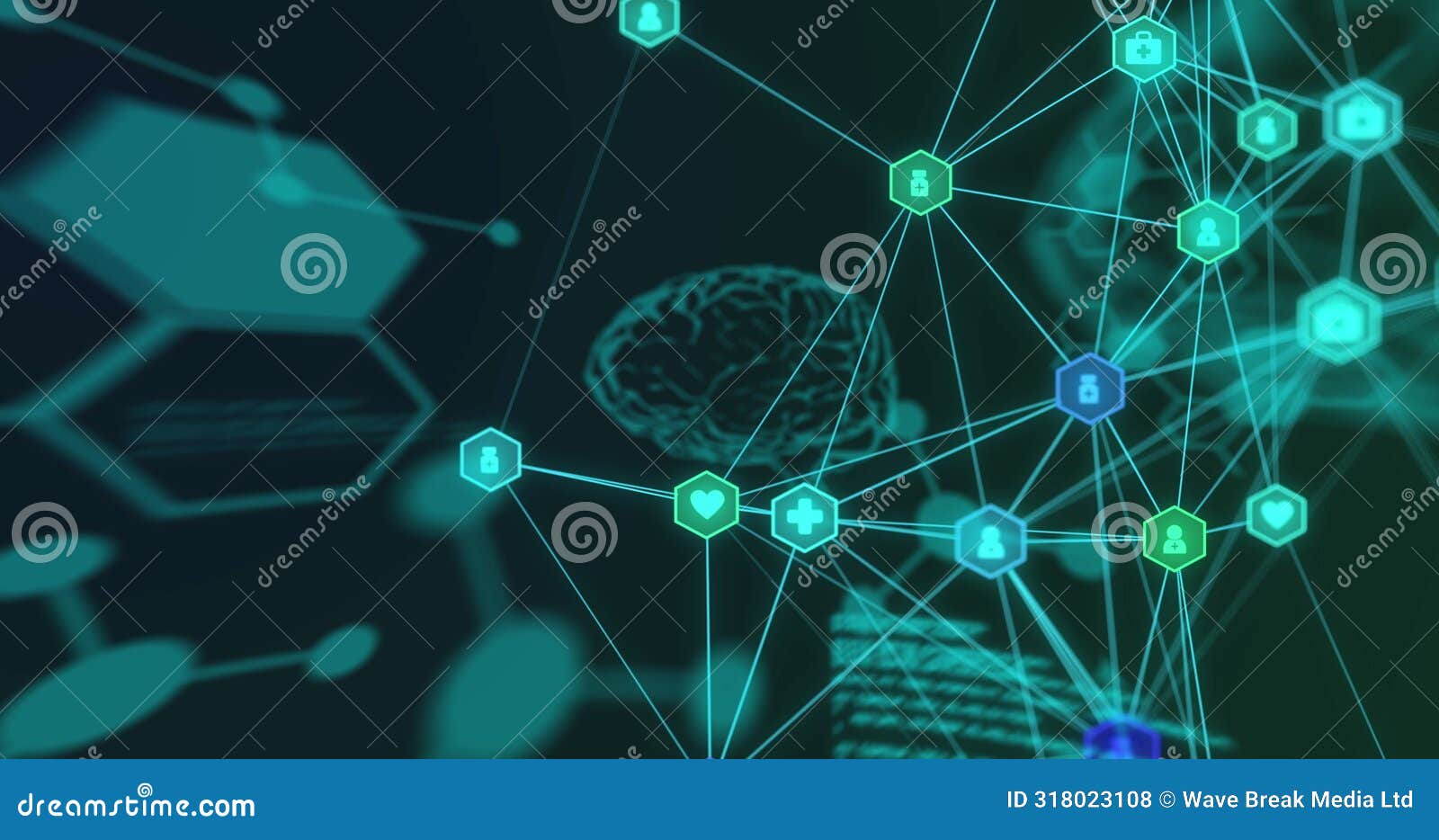 Brain Illustration Connecting with Network Nodes, Symbolizing AI and ... Brain Illustration Connecting with Network Nodes, Symbolizing AI and ...