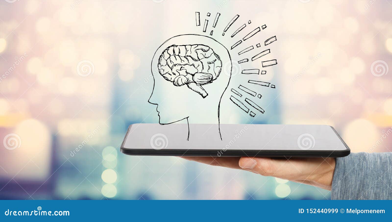 Brain Illustration with Tablet Computer Stock Image - Image of genius ...