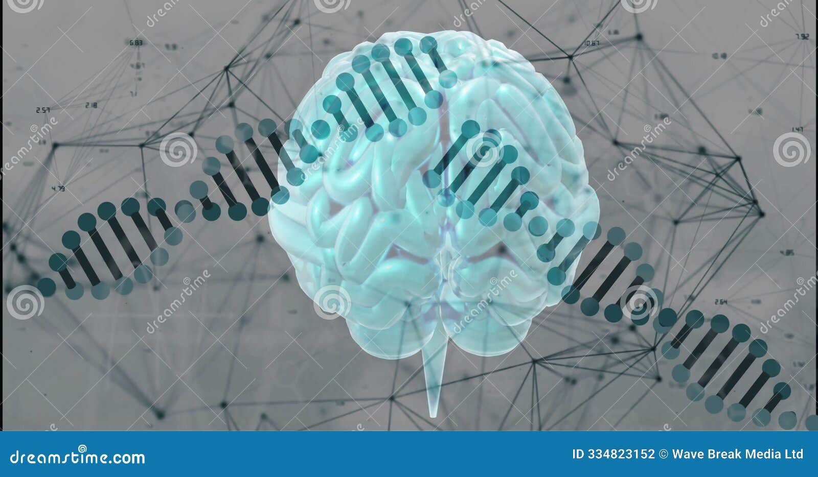 Brain Image with DNA Strand and Network Connections in Background Stock ...