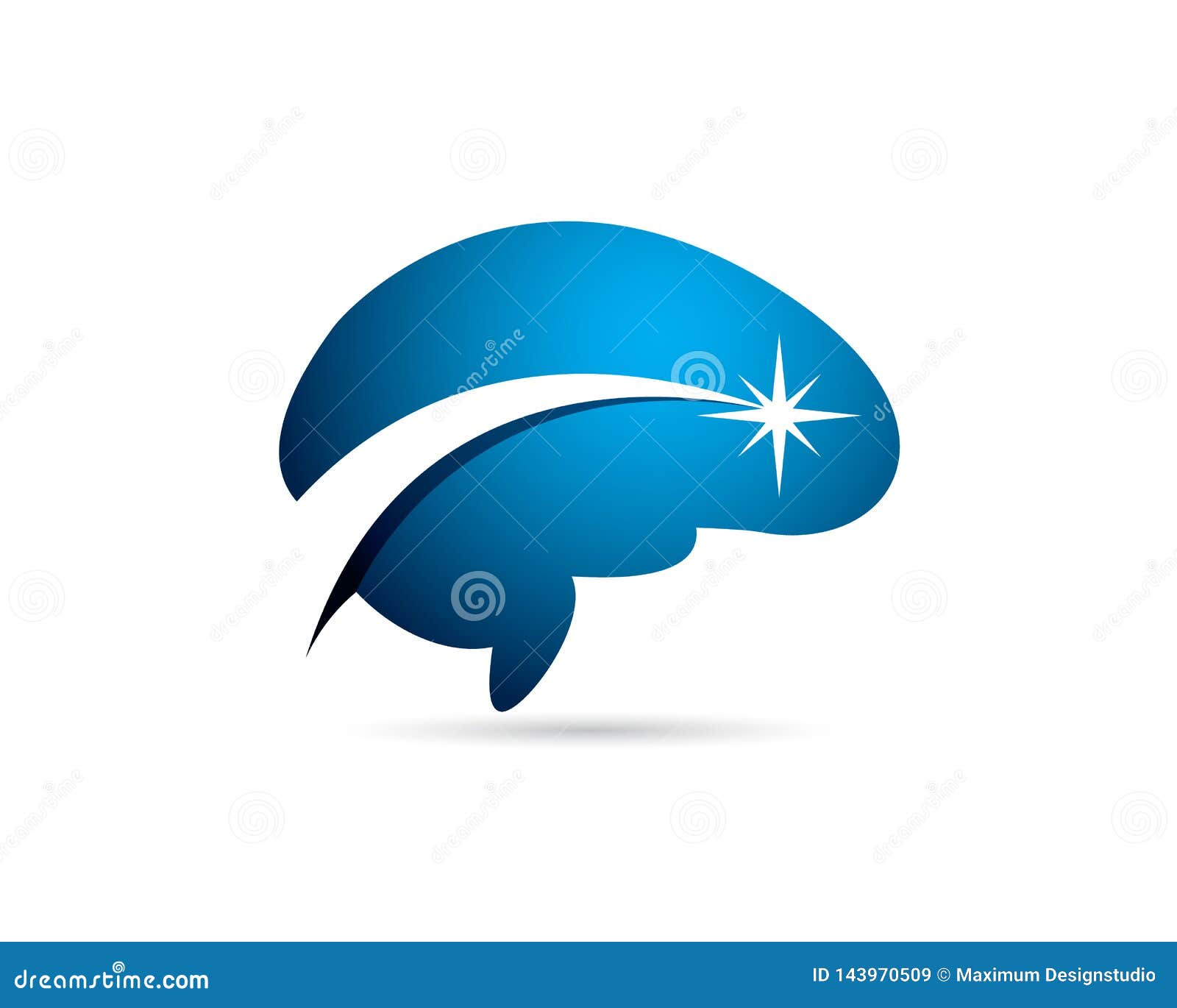 Brain Image with Negative Space Road Path Ended in a Bright Star Stock ...