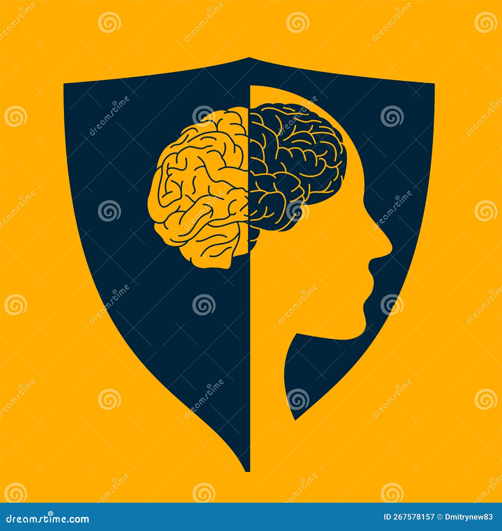 Brain Immunity Concept - Head Inside a Shield Stock Vector ...