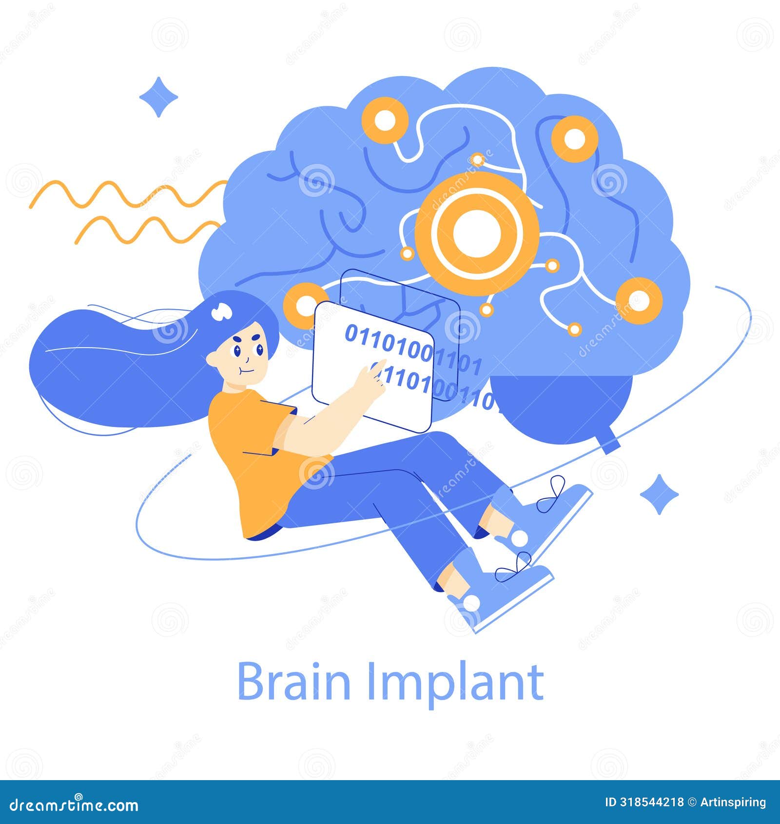 Brain Implant Chip Isolated On White Background. The Future Of Neural ...