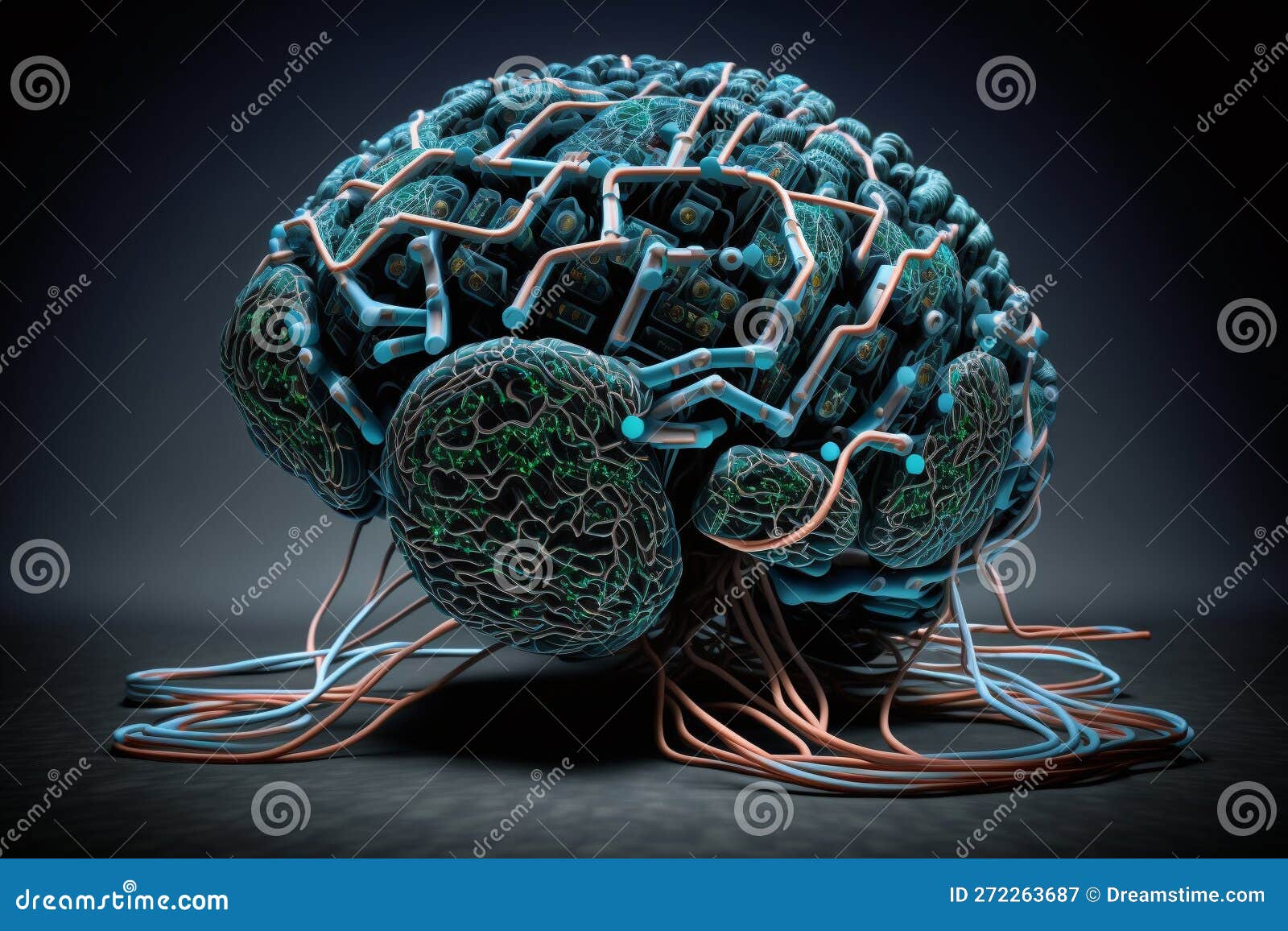 Brain Implanted with Artificial Inteligence Microchips. Ai Brain. Human ...