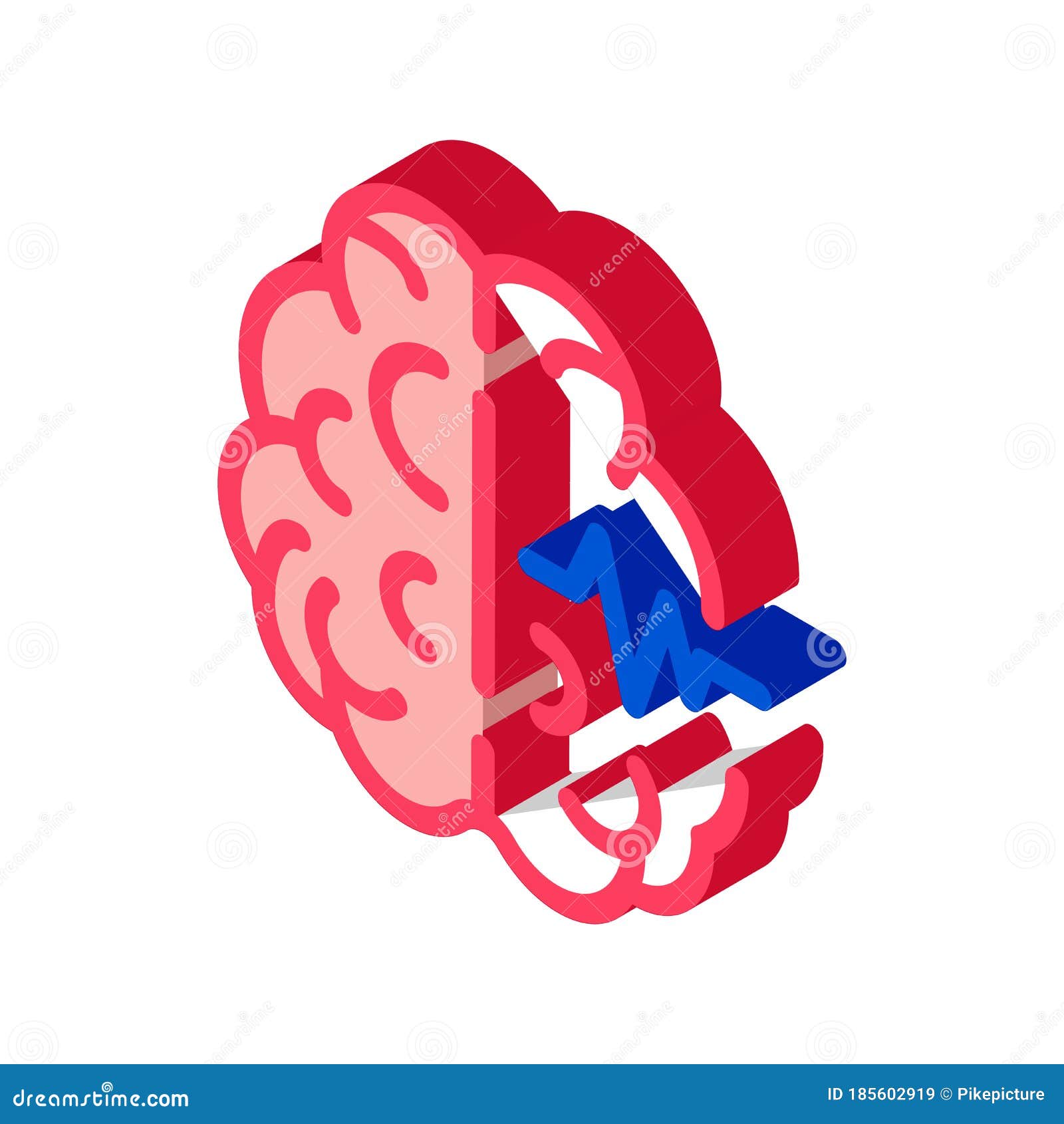 Brain Impulse Isometric Icon Vector Illustration Stock Vector ...