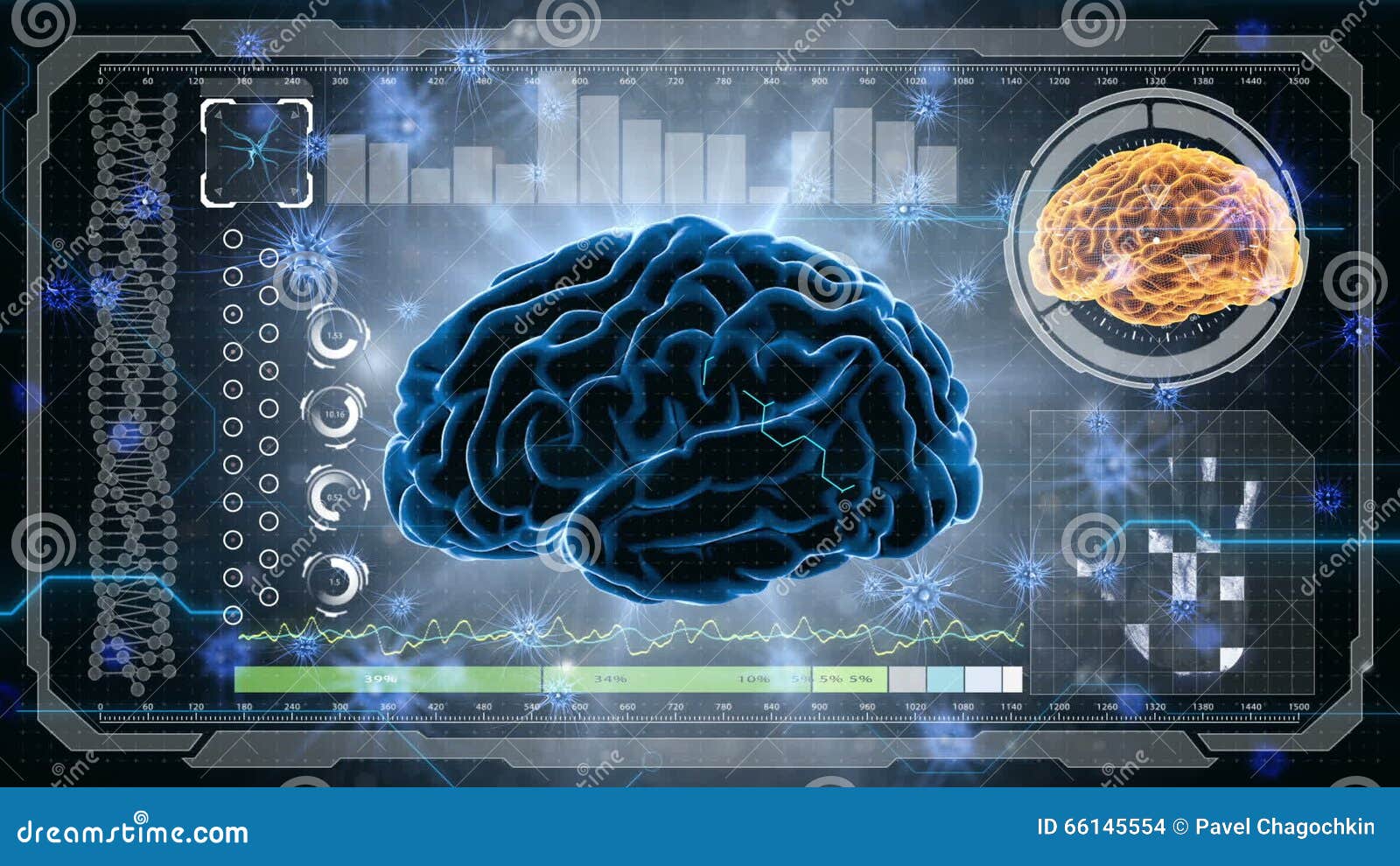 Brain Impulses. Neuron System. Human Anatomy. Brain Work. Transferring ...