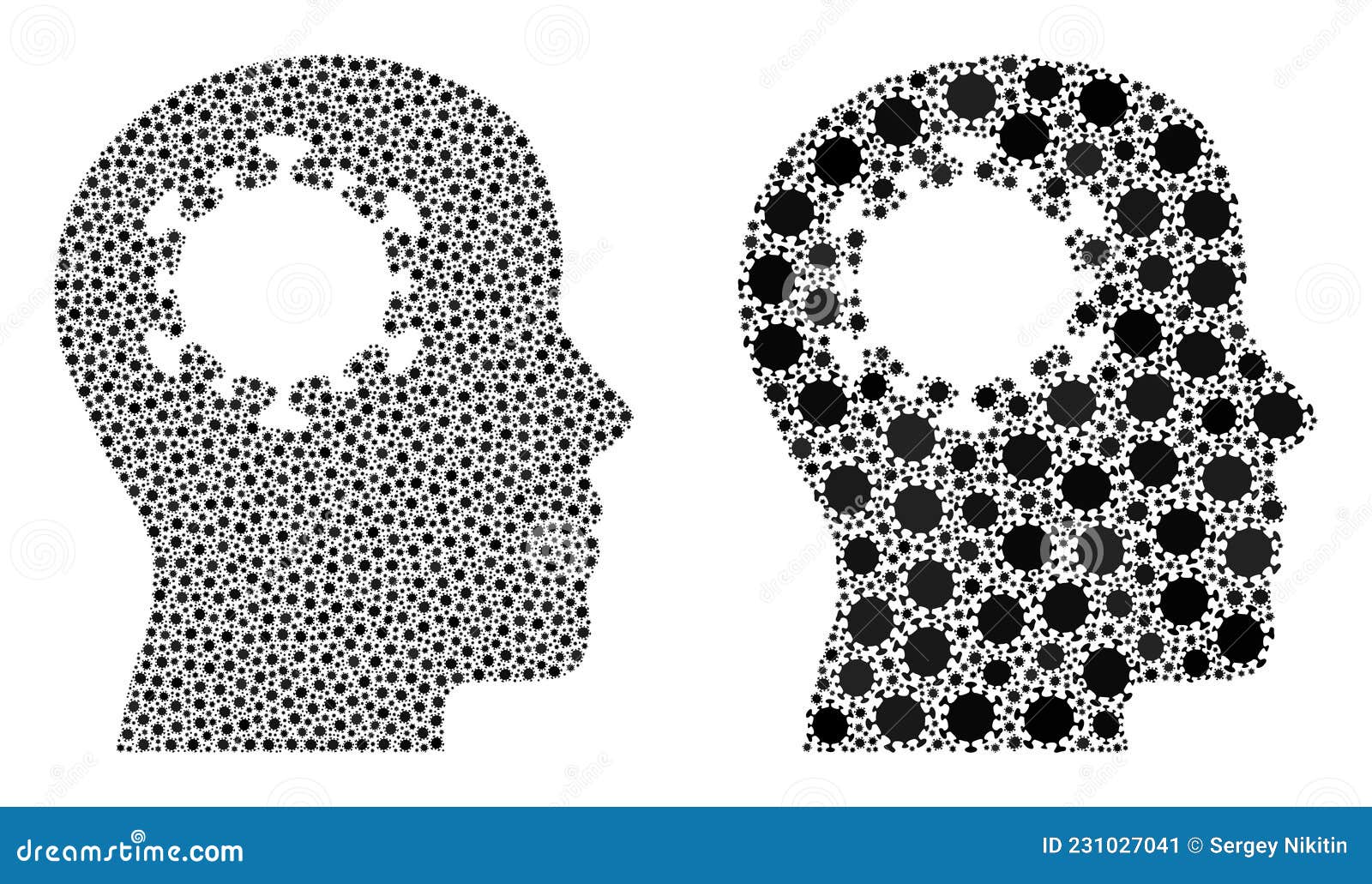 Brain Infection Icon - Mosaic of Covid-2019 Biological Hazard Infection ...