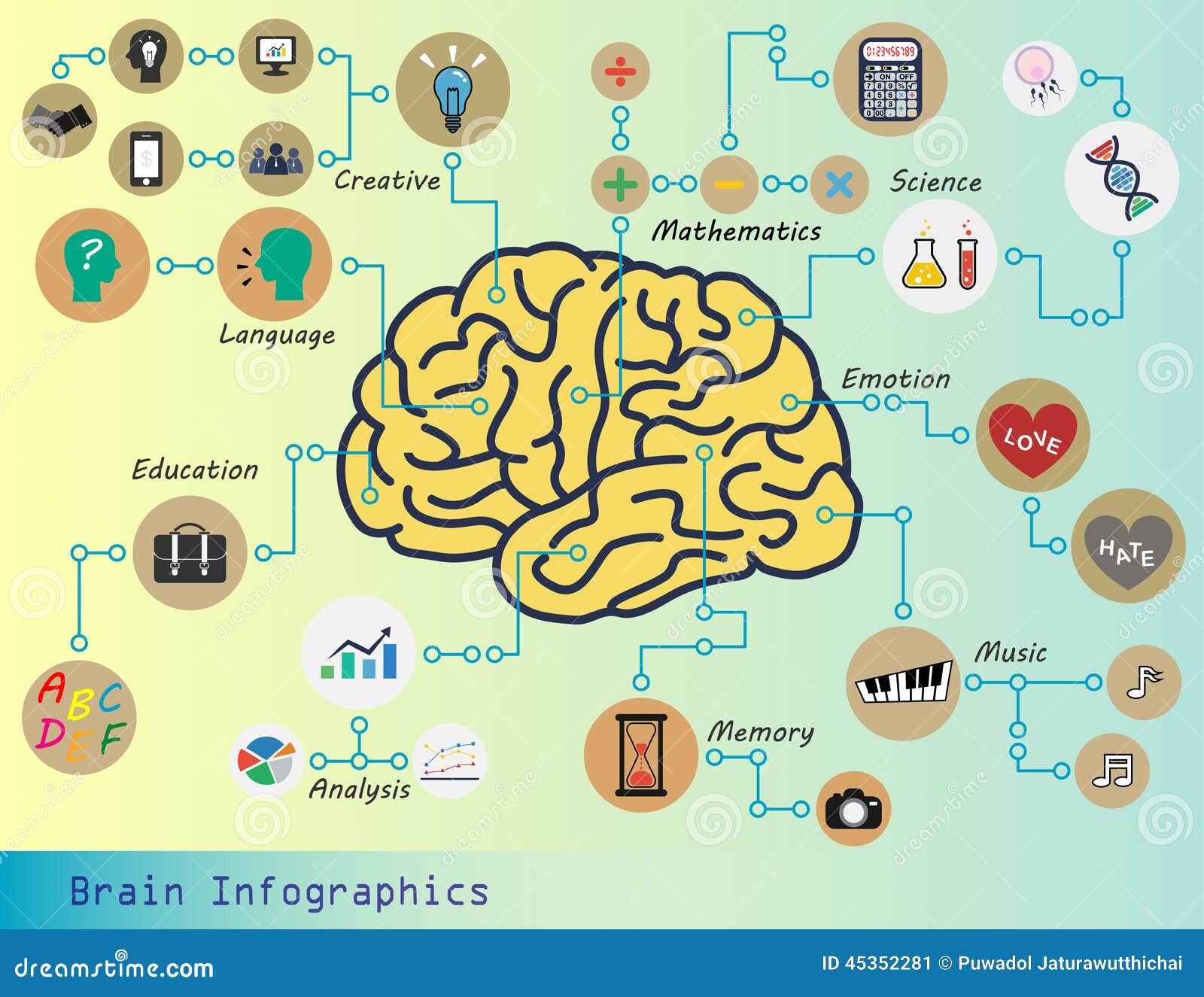 Brain Info graphics stock vector. Illustration of emotion - 45352281