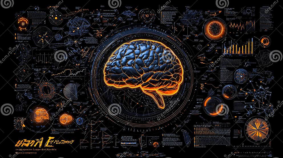 Brain Infographics with Futuristic Data Visualization Stock ...
