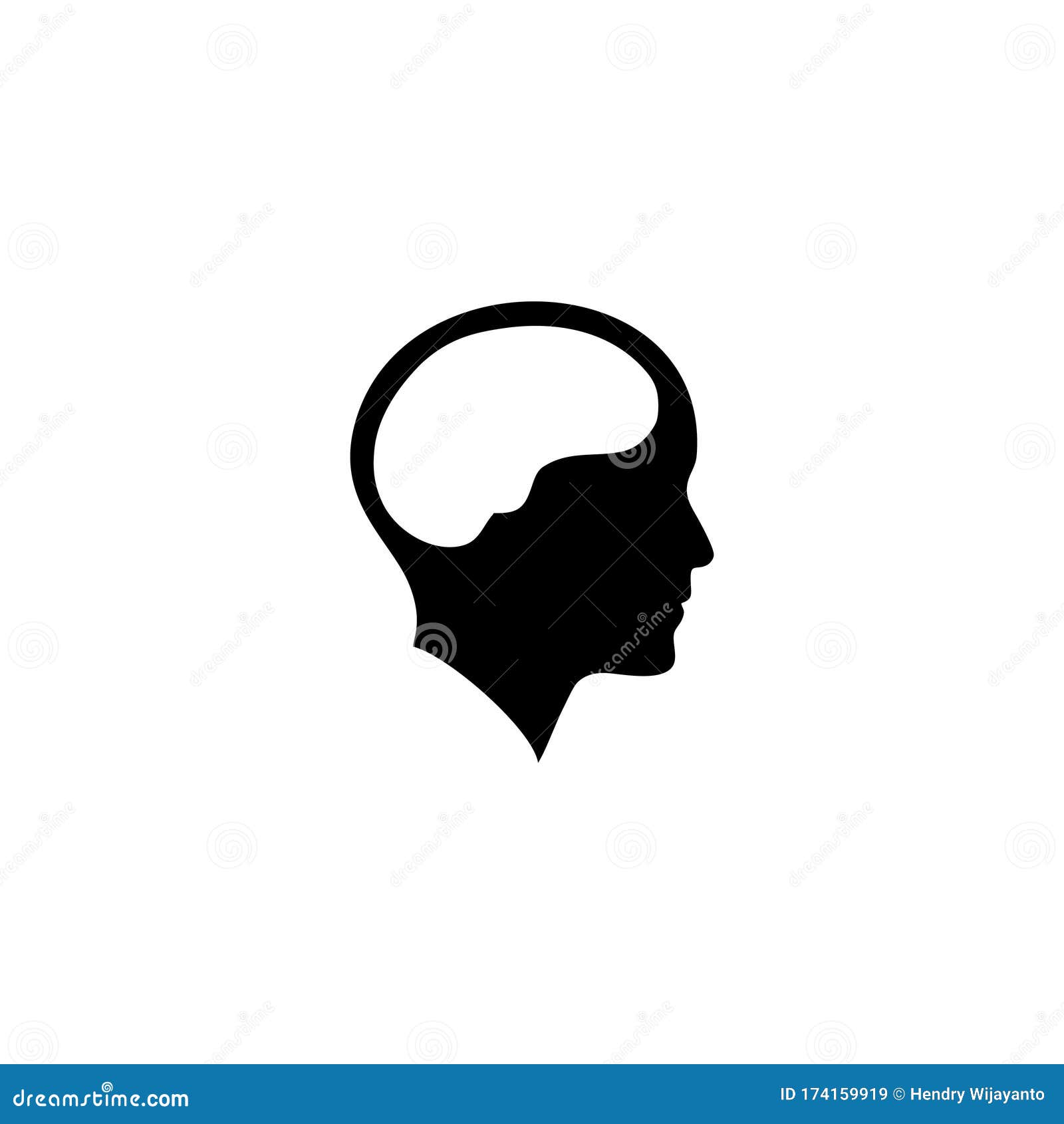 Brain Inside Human Head Icon Isolated on White Background Stock Vector ...