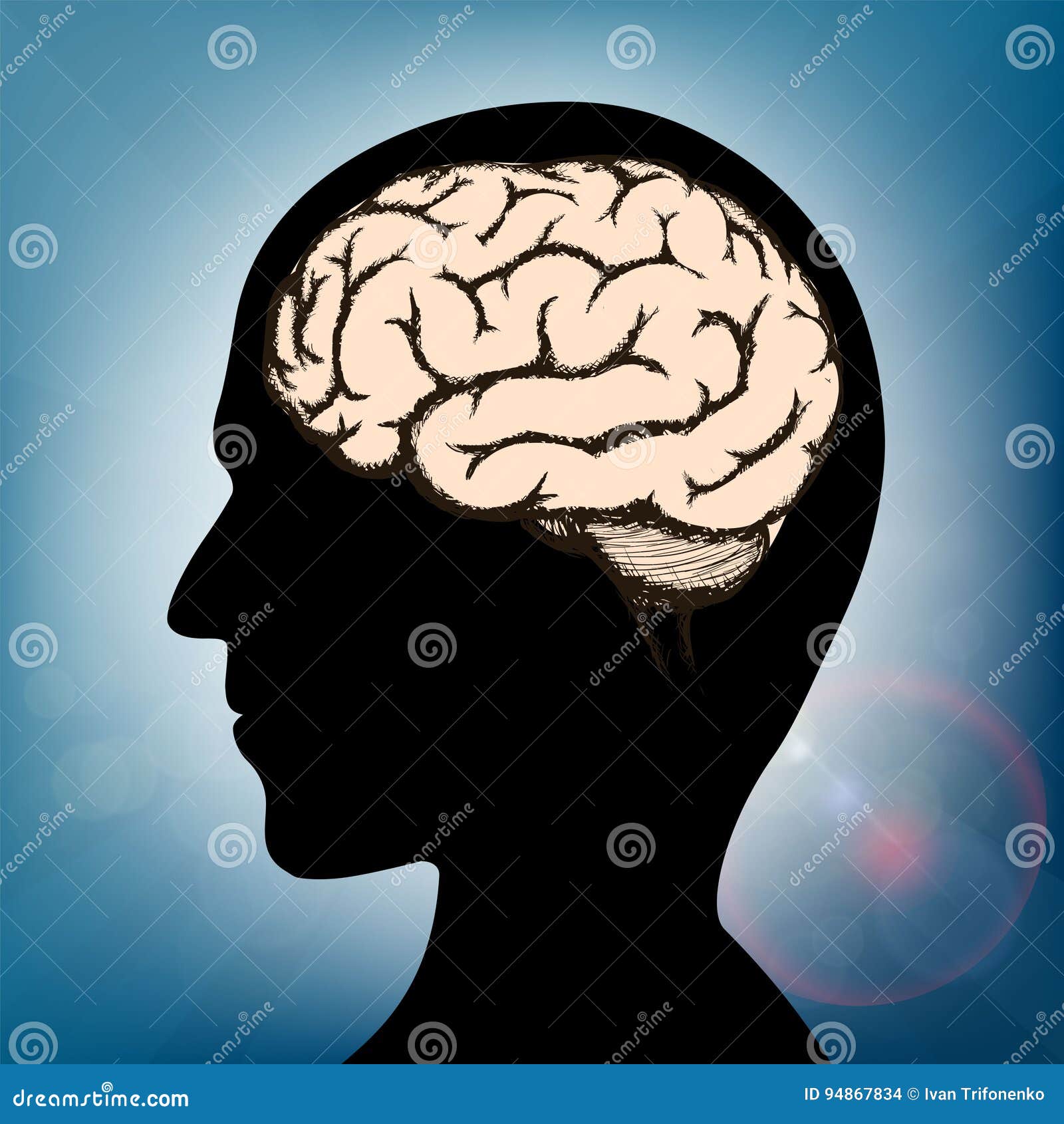 Brain Inside the Human Head. Stock Vector - Illustration of pain ...