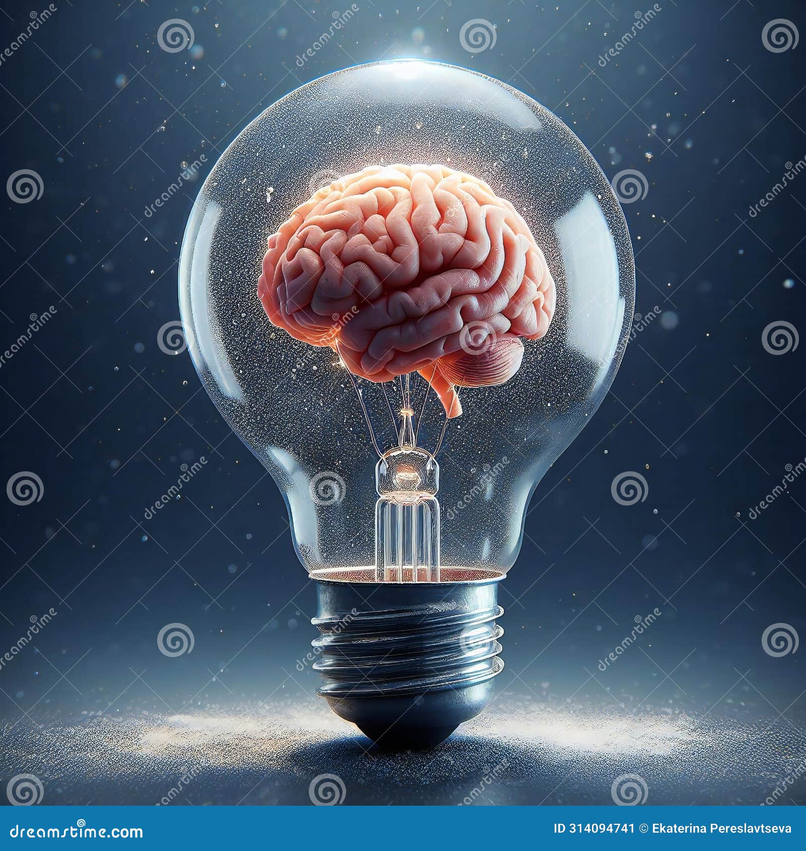 Brain is Inside a Light Bulb Stock Image - Image of background ...