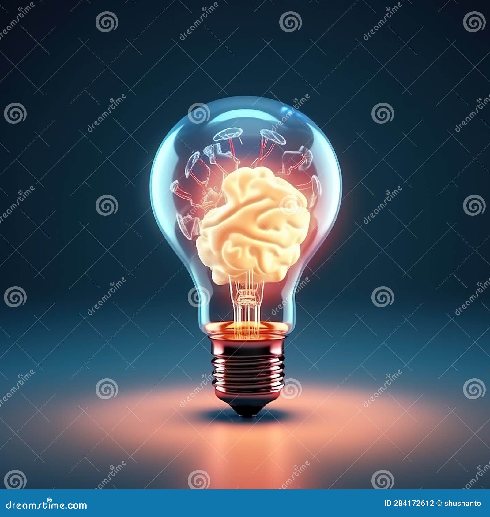 The Brain Inside the Light Bulb Stock Illustration - Illustration of ...