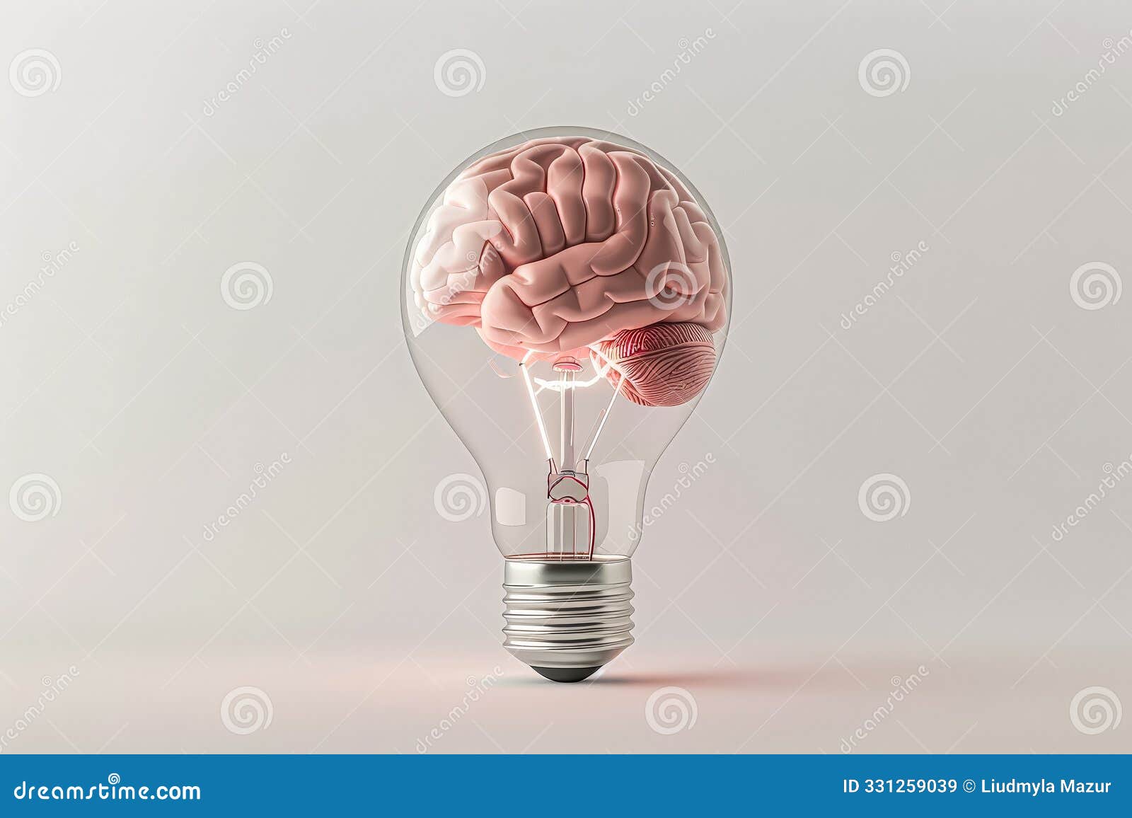 A Brain is Inside a Light Bulb Stock Image - Image of background ...