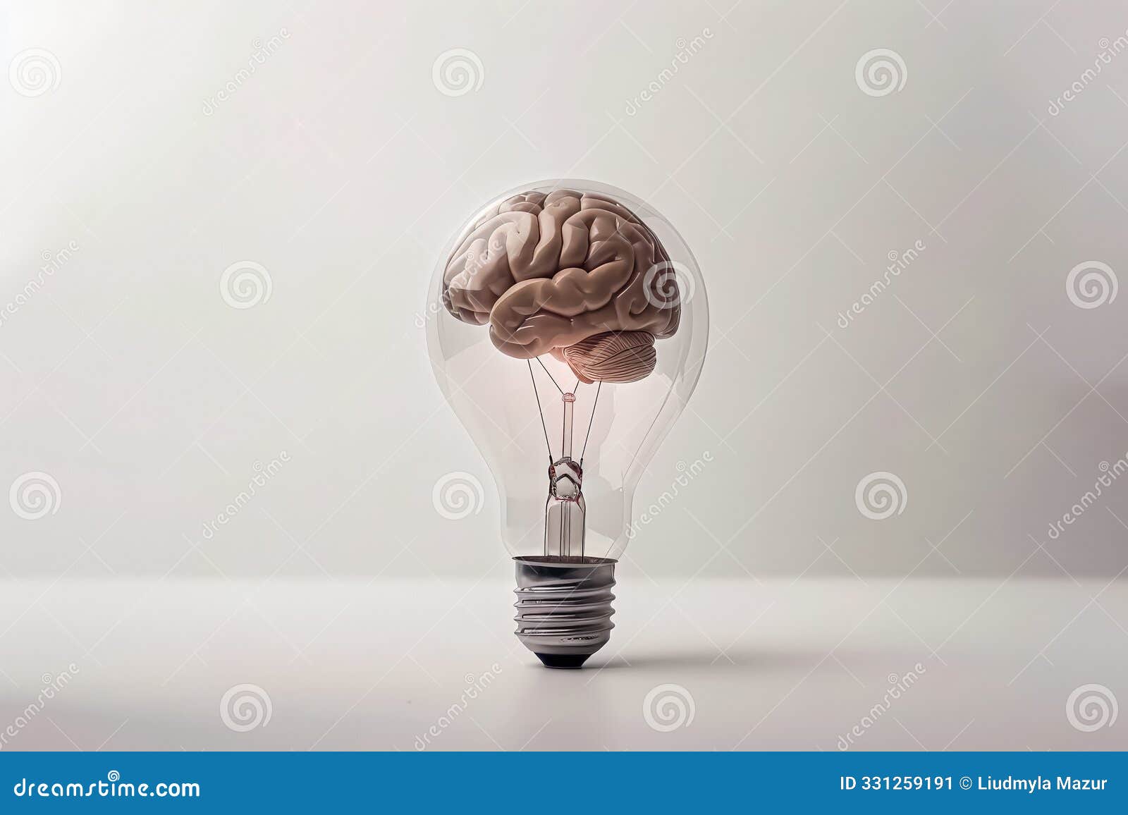 A Brain is Inside a Light Bulb. Stock Image - Image of bright ...