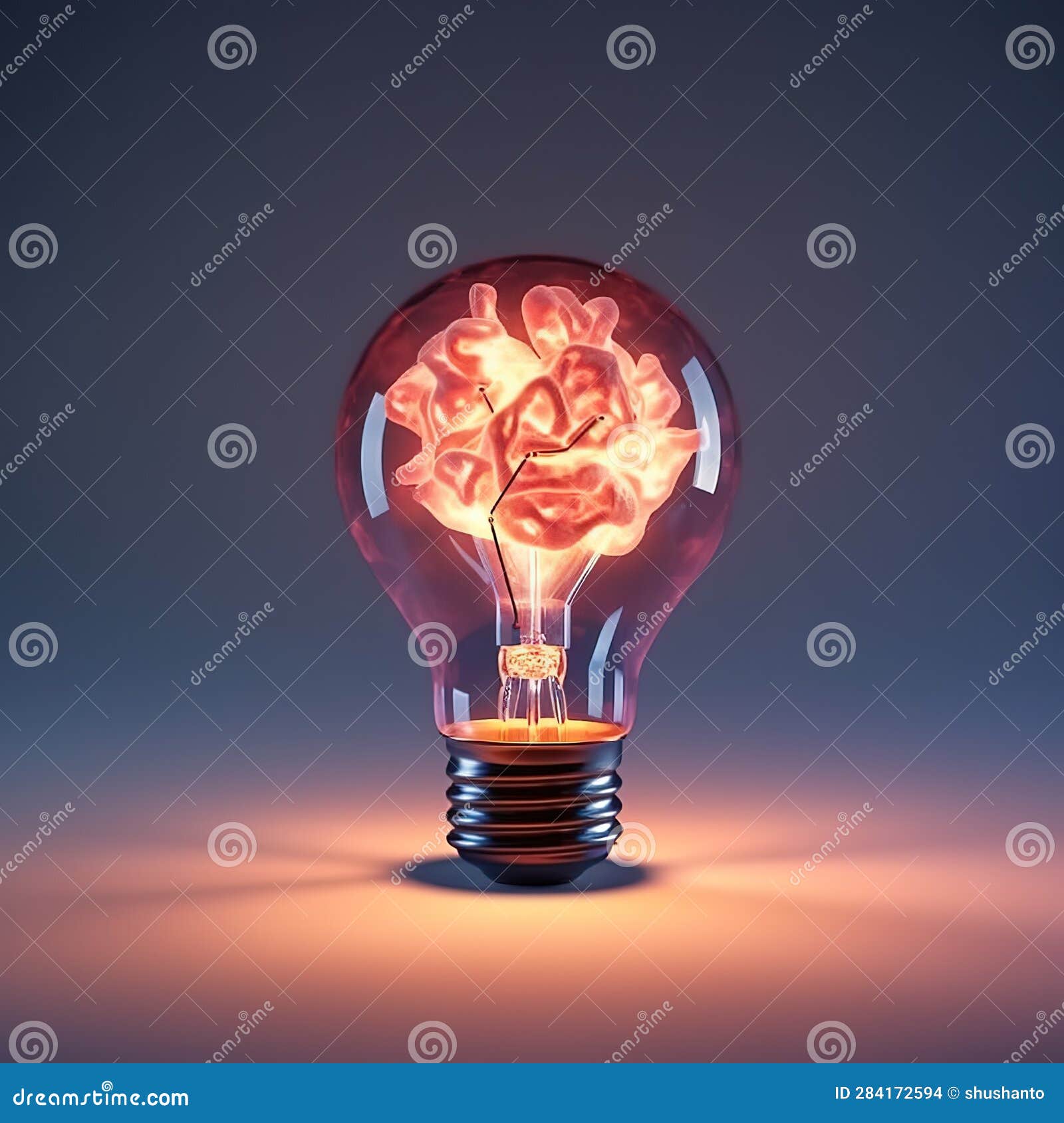 The Brain Inside the Light Bulb Stock Illustration - Illustration of ...
