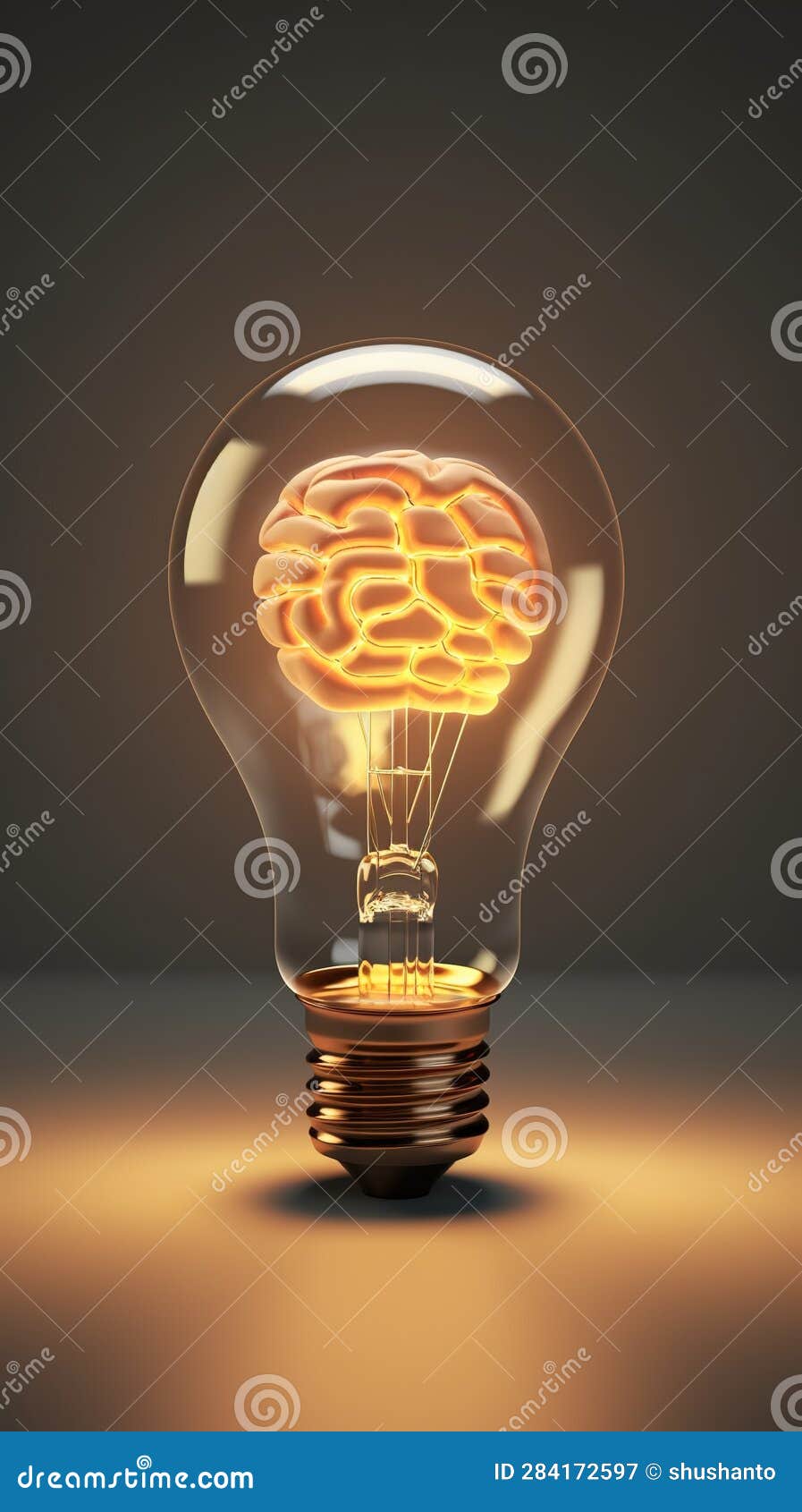 The Brain Inside the Light Bulb Stock Illustration - Illustration of ...